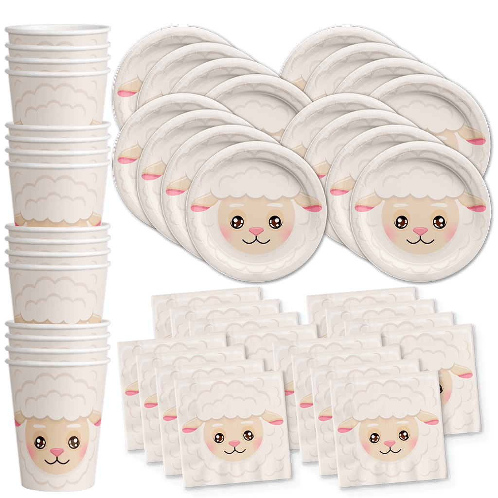 Sheep Birthday Party Supplies Set Plates Napkins Cups Tableware Kit for ...