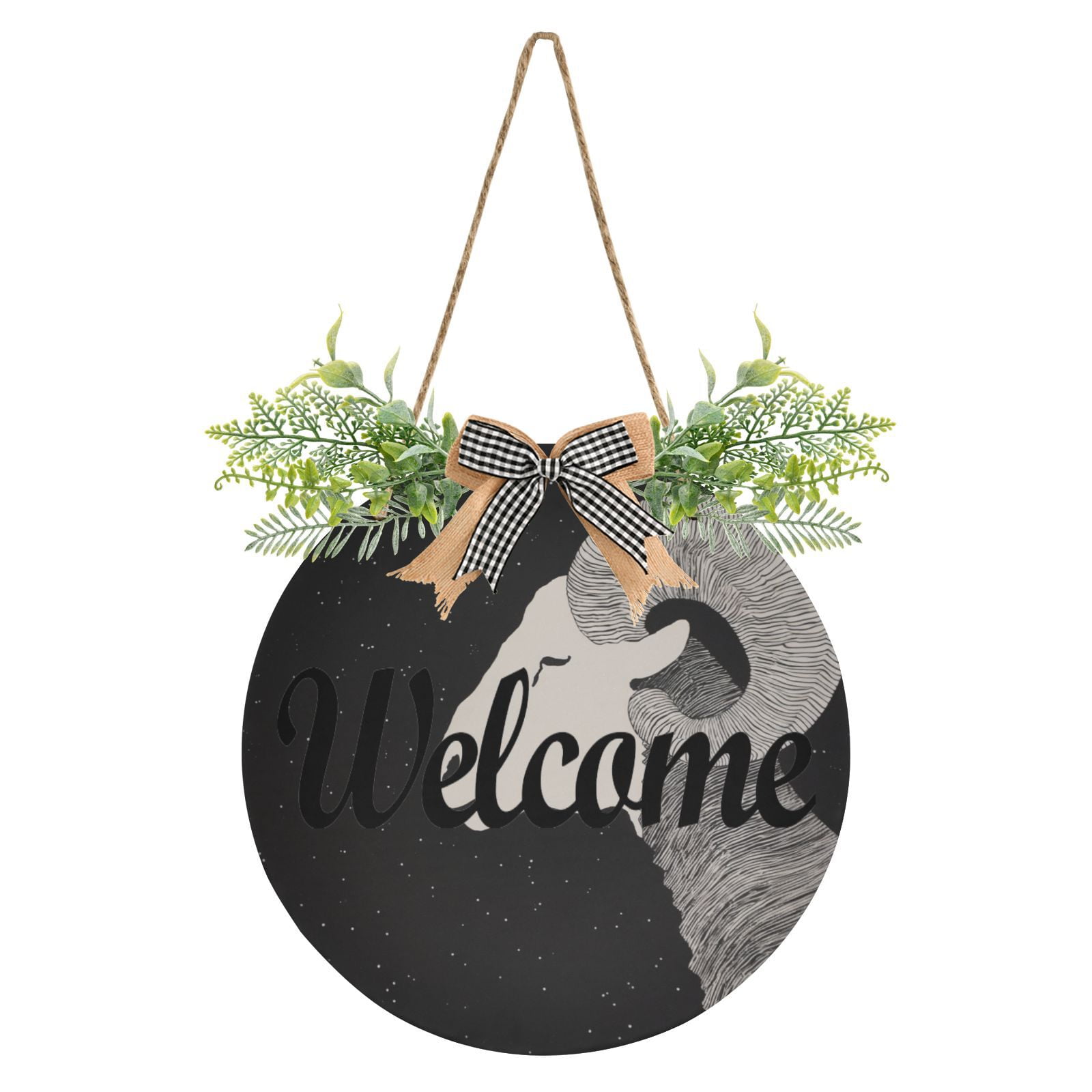 Sheep Black Welcome Sign for Front Door Wreath Door Sign for Farmhouse ...