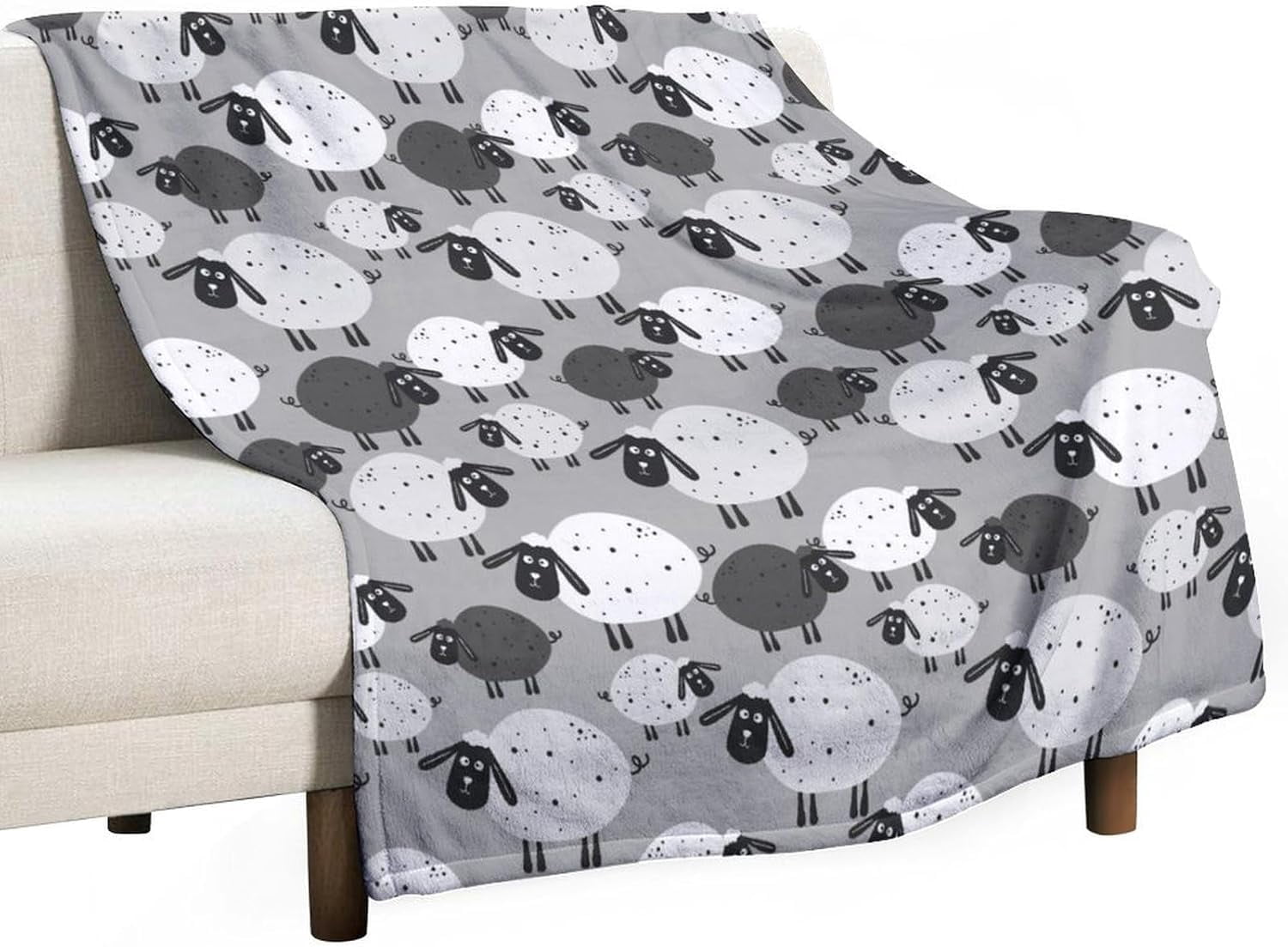 Sheep Blanket Cartoon Cute Animal Sheep Grey Soft Cozy Lightweight ...