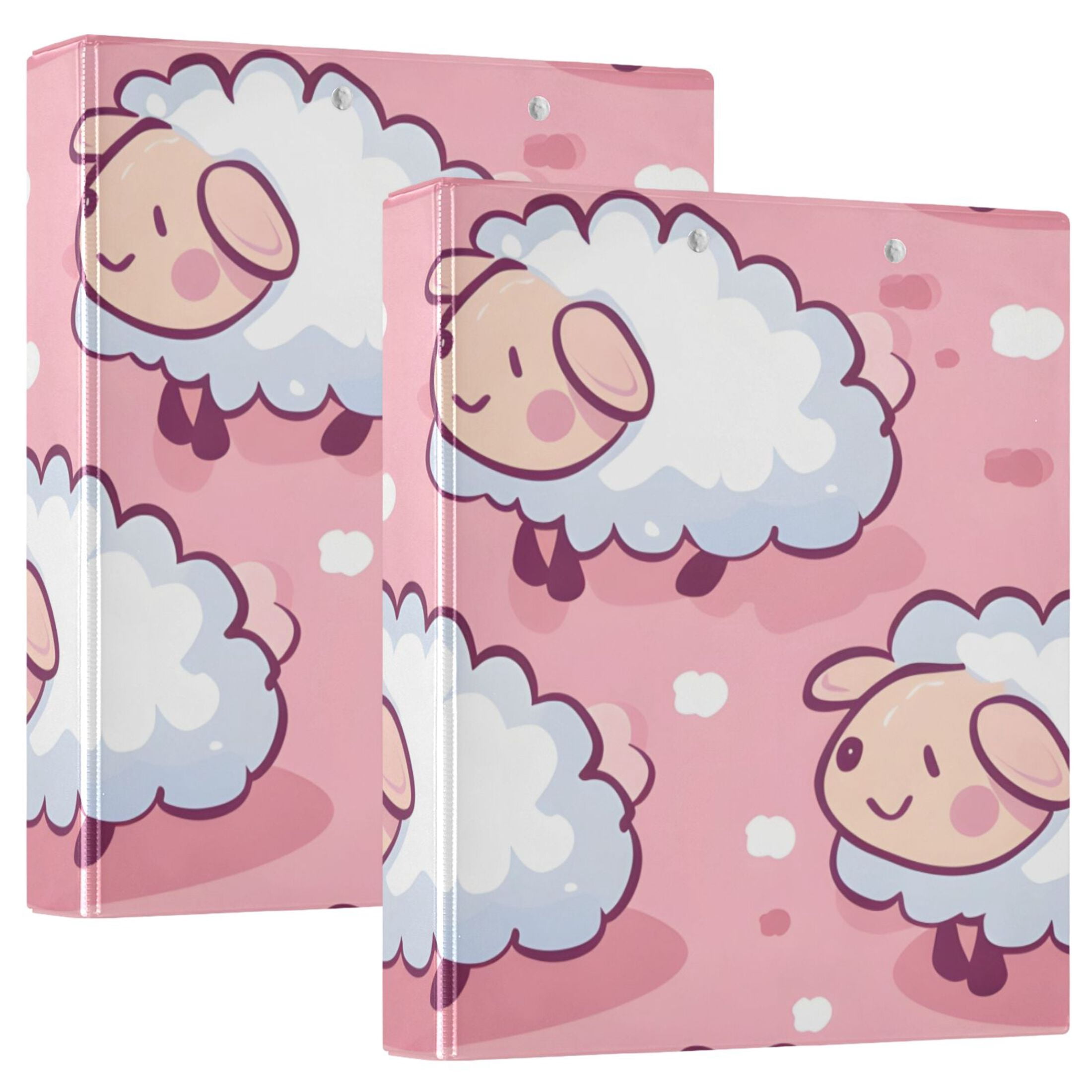 Sheep Cartoon Pink 3 Ring Binders 1.5 inch Hardcover File Folders with ...