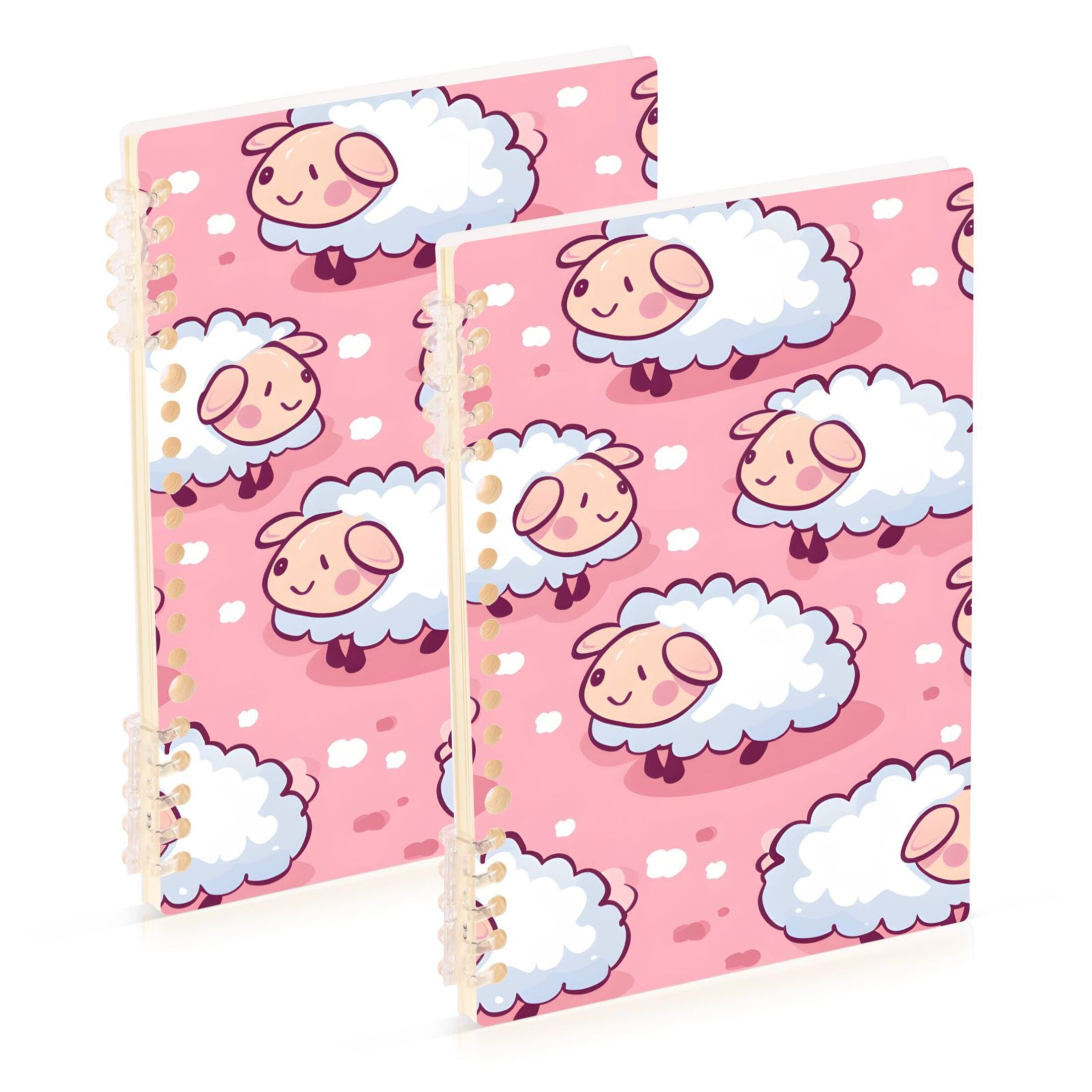 Sheep Cartoon Pink Ring Binder Notebook Journey Note Diary College ...