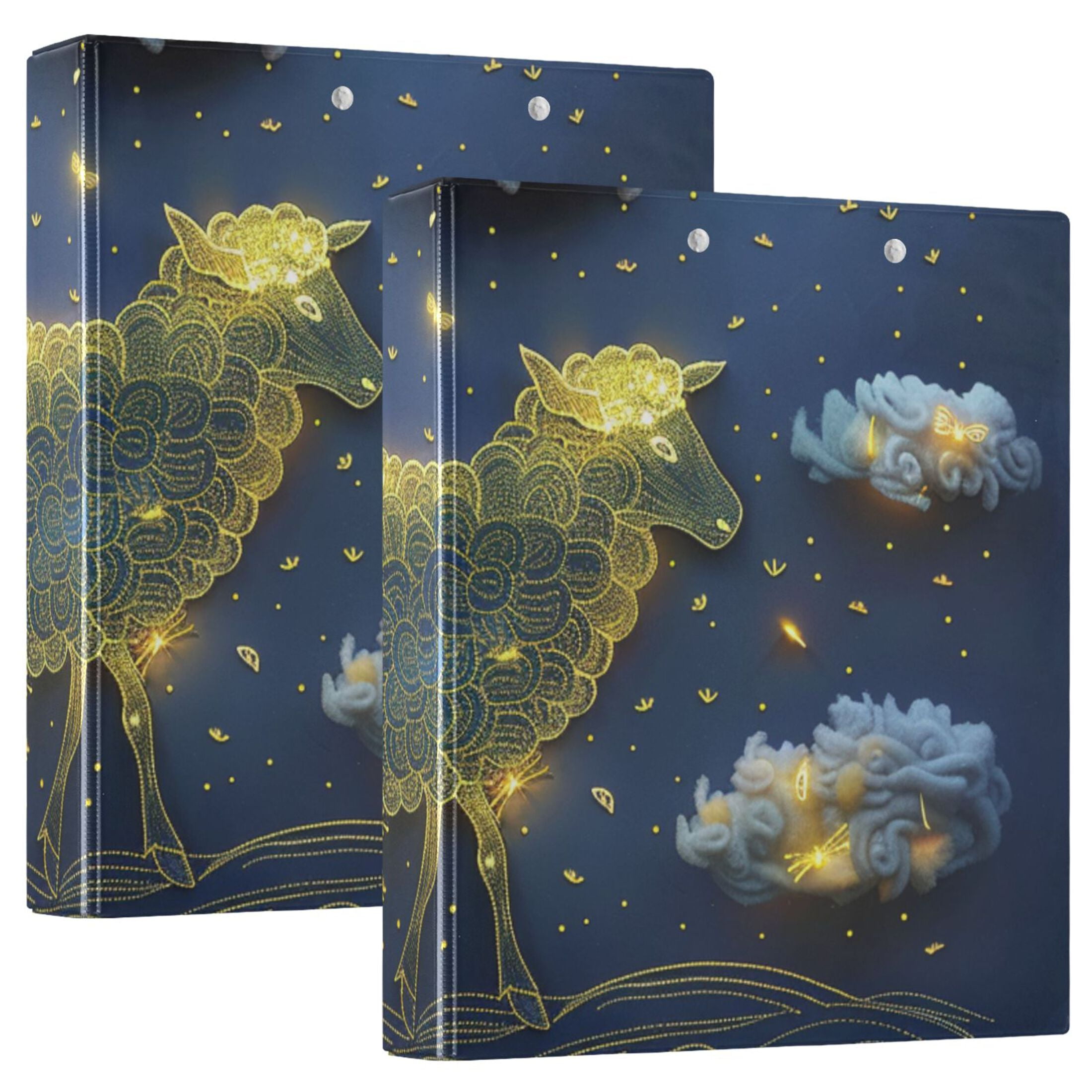 Sheep Clouds Moon 3 Ring Binders 1.5 inch Hardcover File Folders with ...