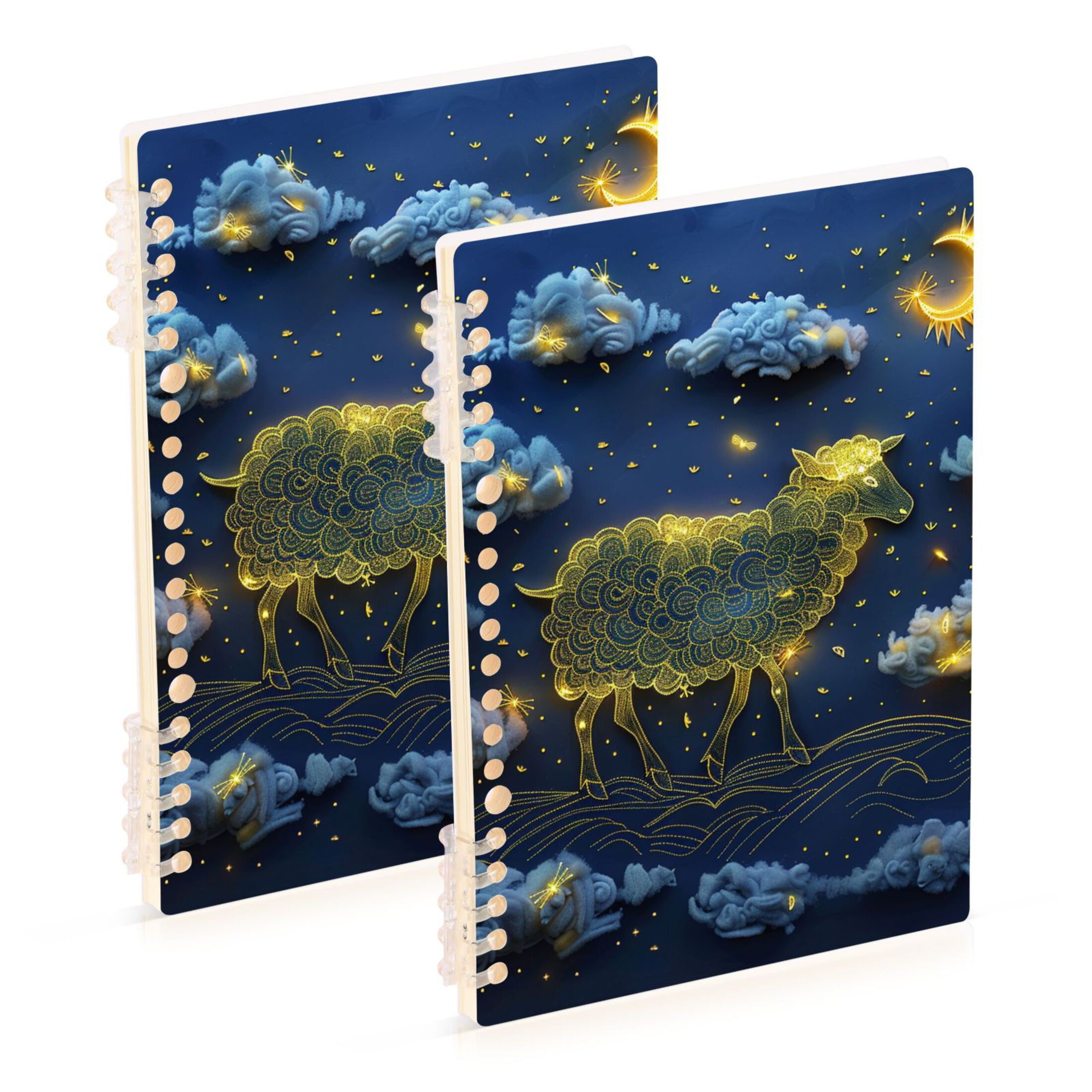 Sheep Clouds Moon Ring Binder Notebook Journey Note Diary College Ruled ...