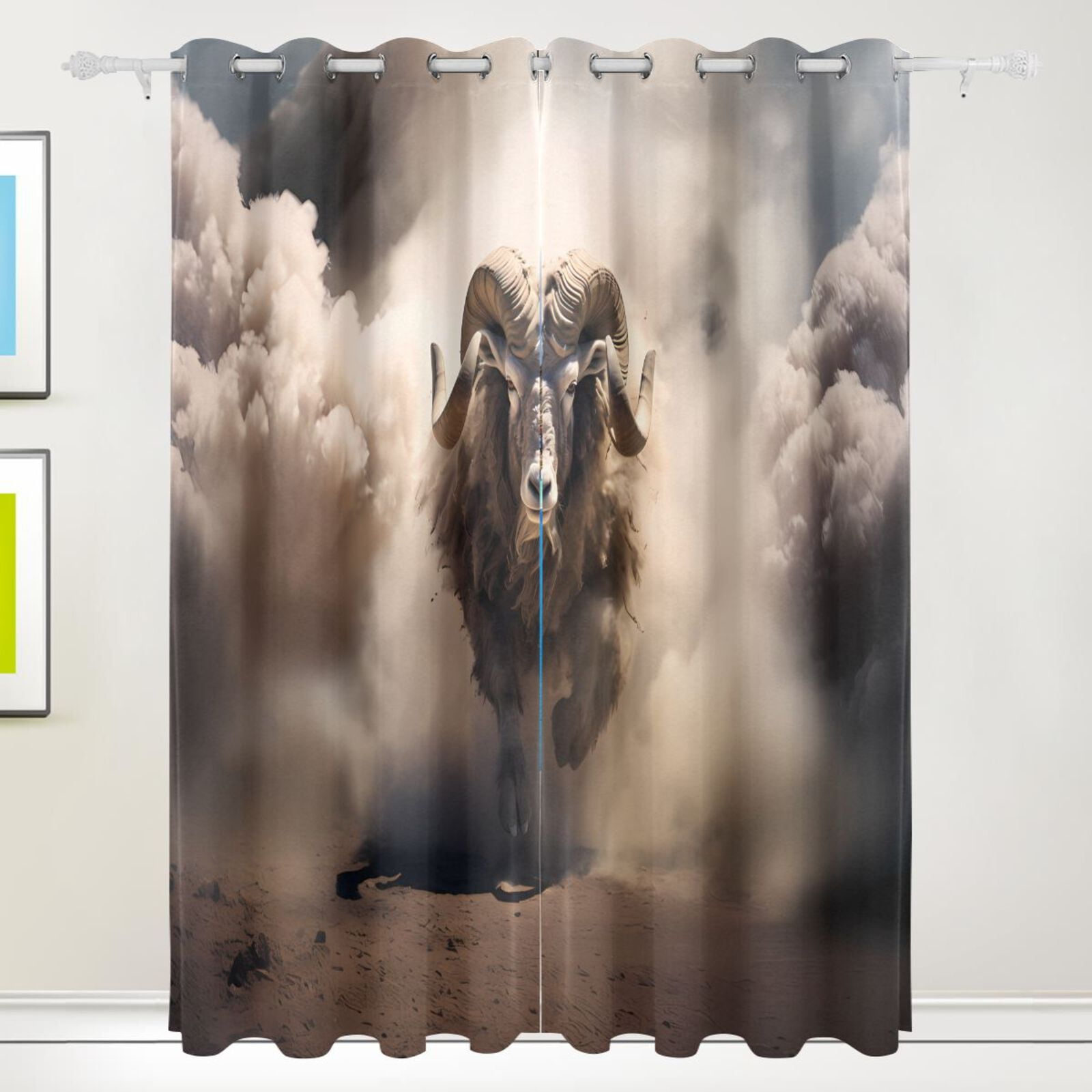Sheep Clouds Run Black Out Curtains 84 Inch Length Curtains for Sliding ...