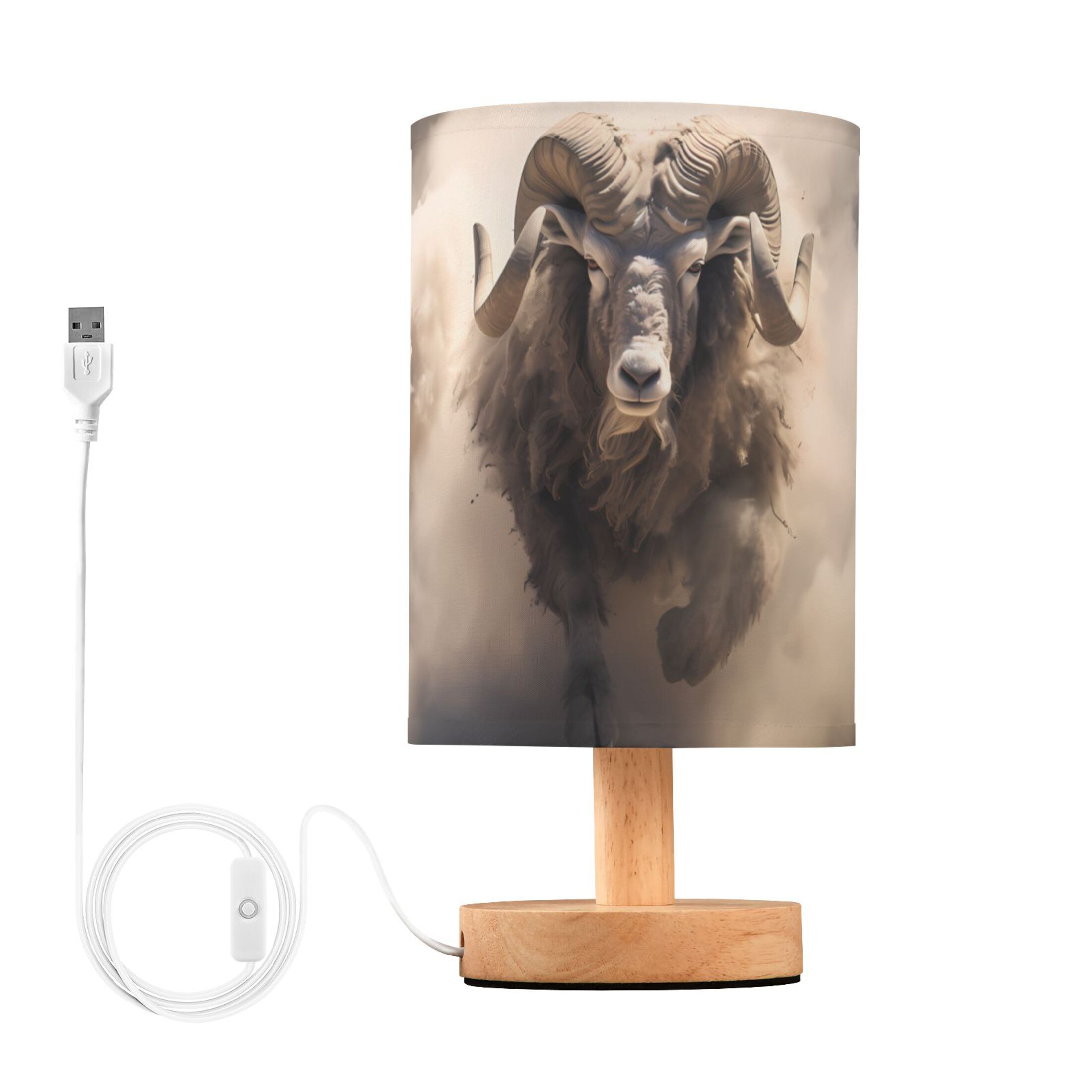 Sheep Clouds Run Table Lamp USB Bedside Desk Nightstand Lamp Printed ...