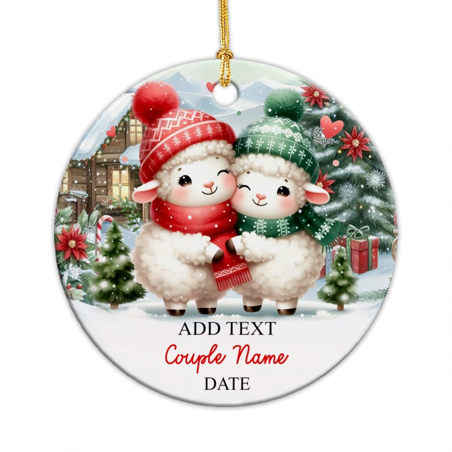 Sheep Couple Ornament 2025, Personalized Newlywed Couple Ornament Name ...