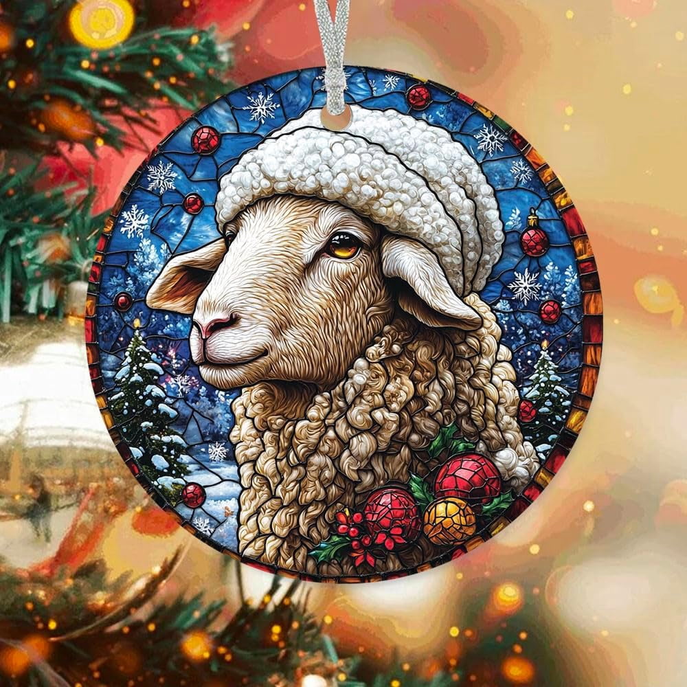 Sheep Custom Ornaments 2025, Sheep Ornament, Sheep Christmas Hanging ...