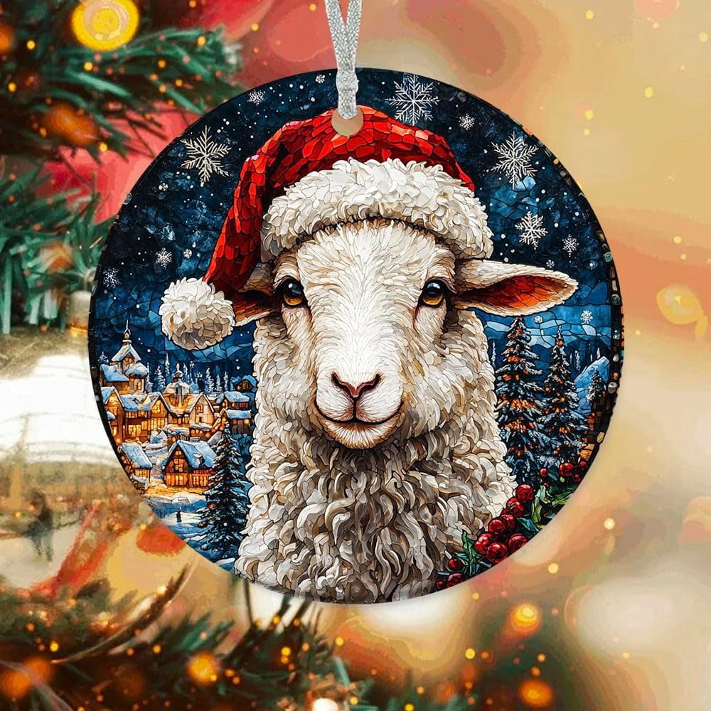 Sheep Custom Ornaments 2025, Sheep Ornament, Sheep Christmas Hanging ...