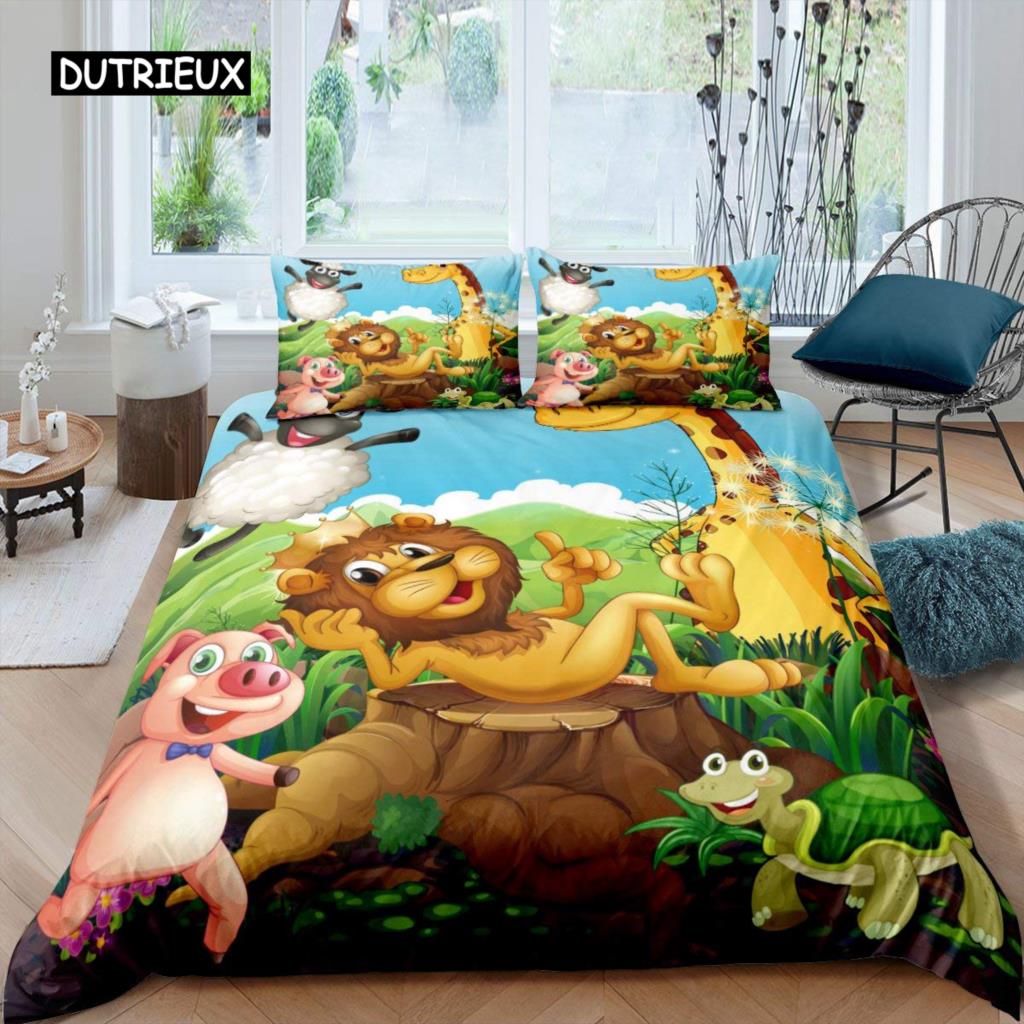 Sheep Duvet Cover King Size Lovely Farm Animals Bedding Set for Kids ...