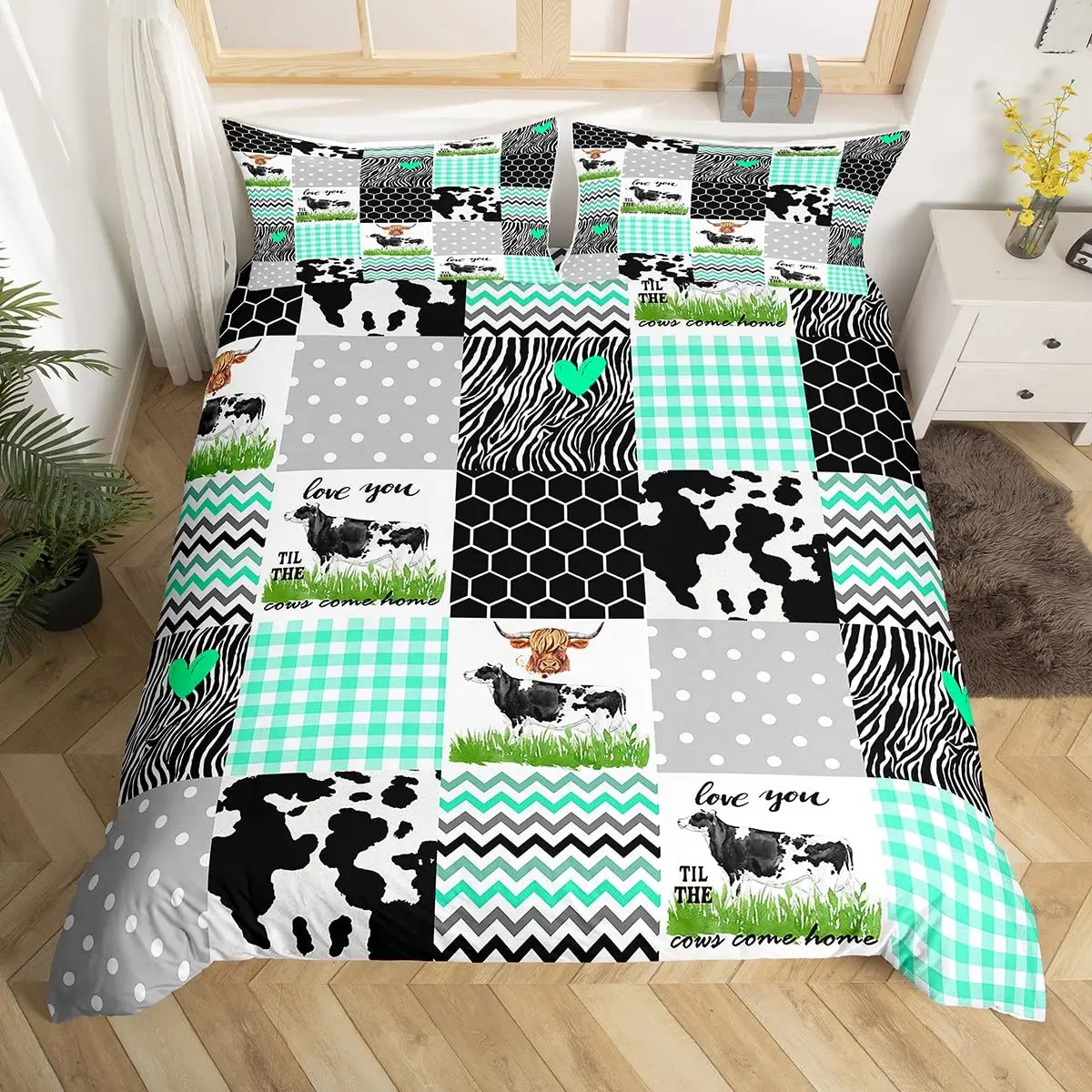 Sheep Duvet Cover King Size Lovely Farm Animals Bedding Set for Kids ...