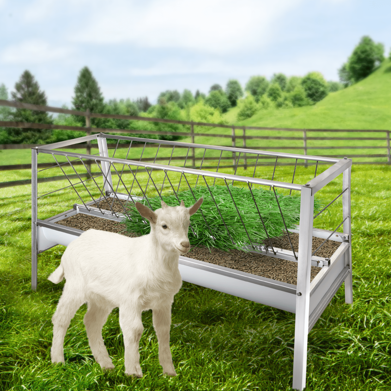 Sheep Feed Trough 88 Gallon, Galvanized Durable Livestock Feeder 59x19 ...