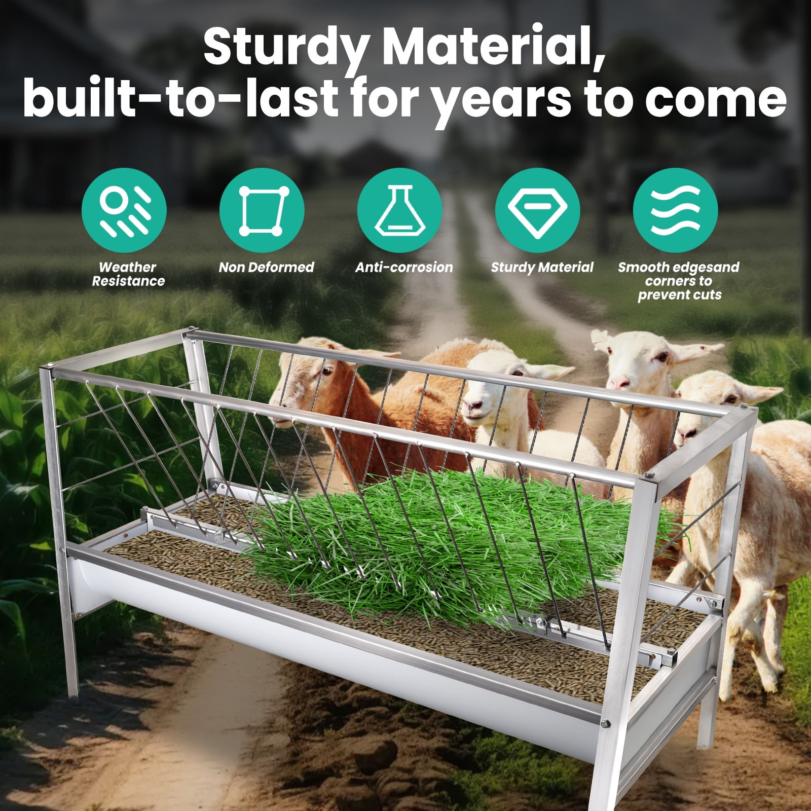 Sheep Feed Trough 88 Gallon, Galvanized Sturdy Livestock Feeder 59x19 ...