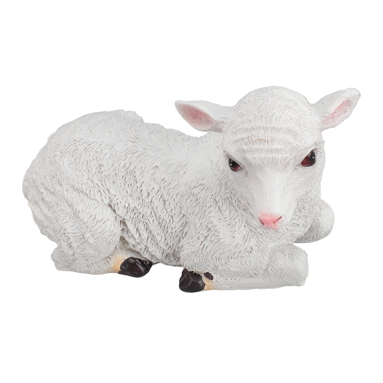Sheep Figurine Lying Down Lamb Garden Sculpture Resin Sheep Ornament ...