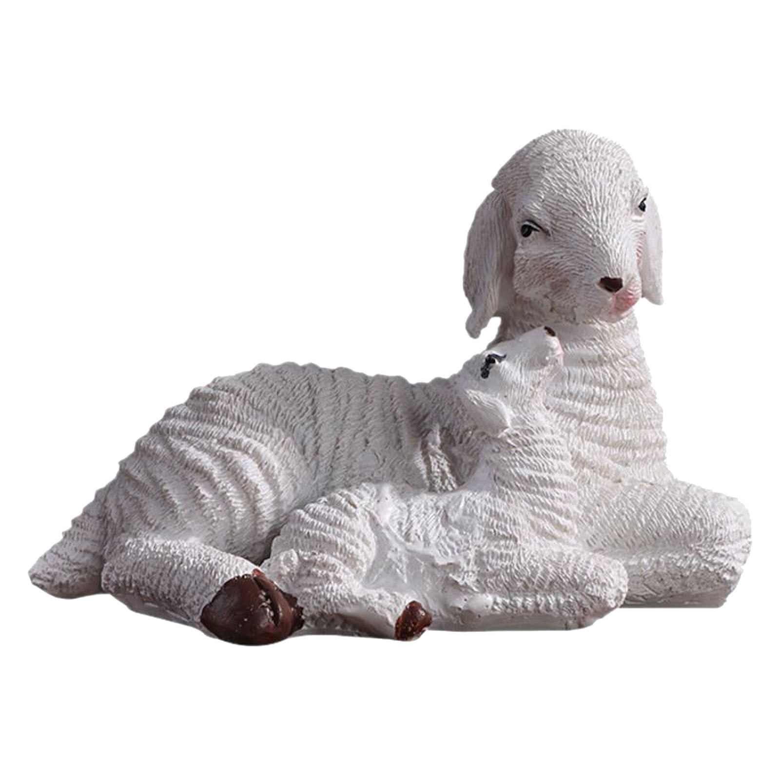 Sheep Figurines Cute Realistic White Lamb Resin Figurines Decoration ...