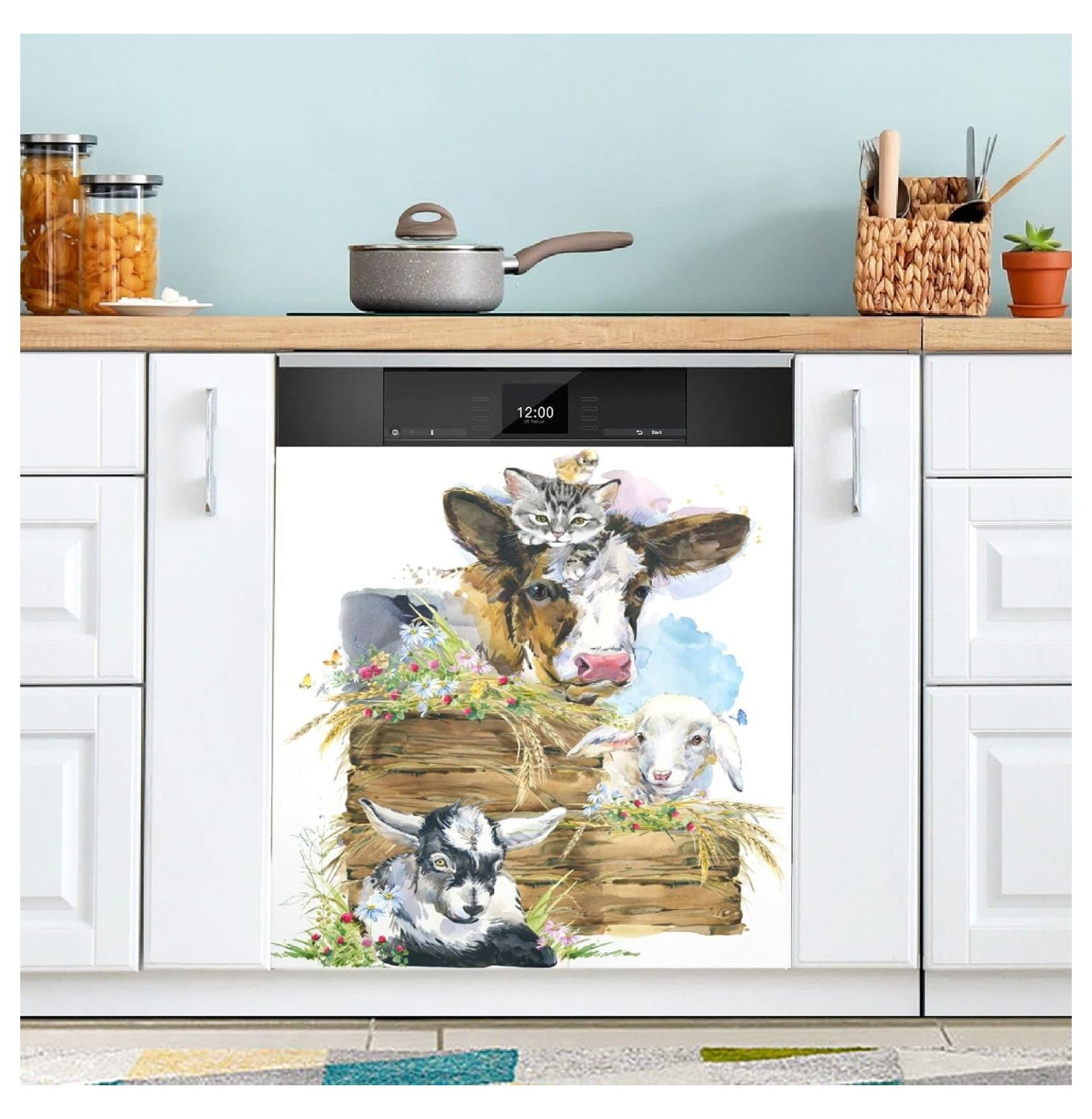 Sheep Goat Cow Cat Rooster Dishwasher Magnet Cover Farmhouse Decorative ...
