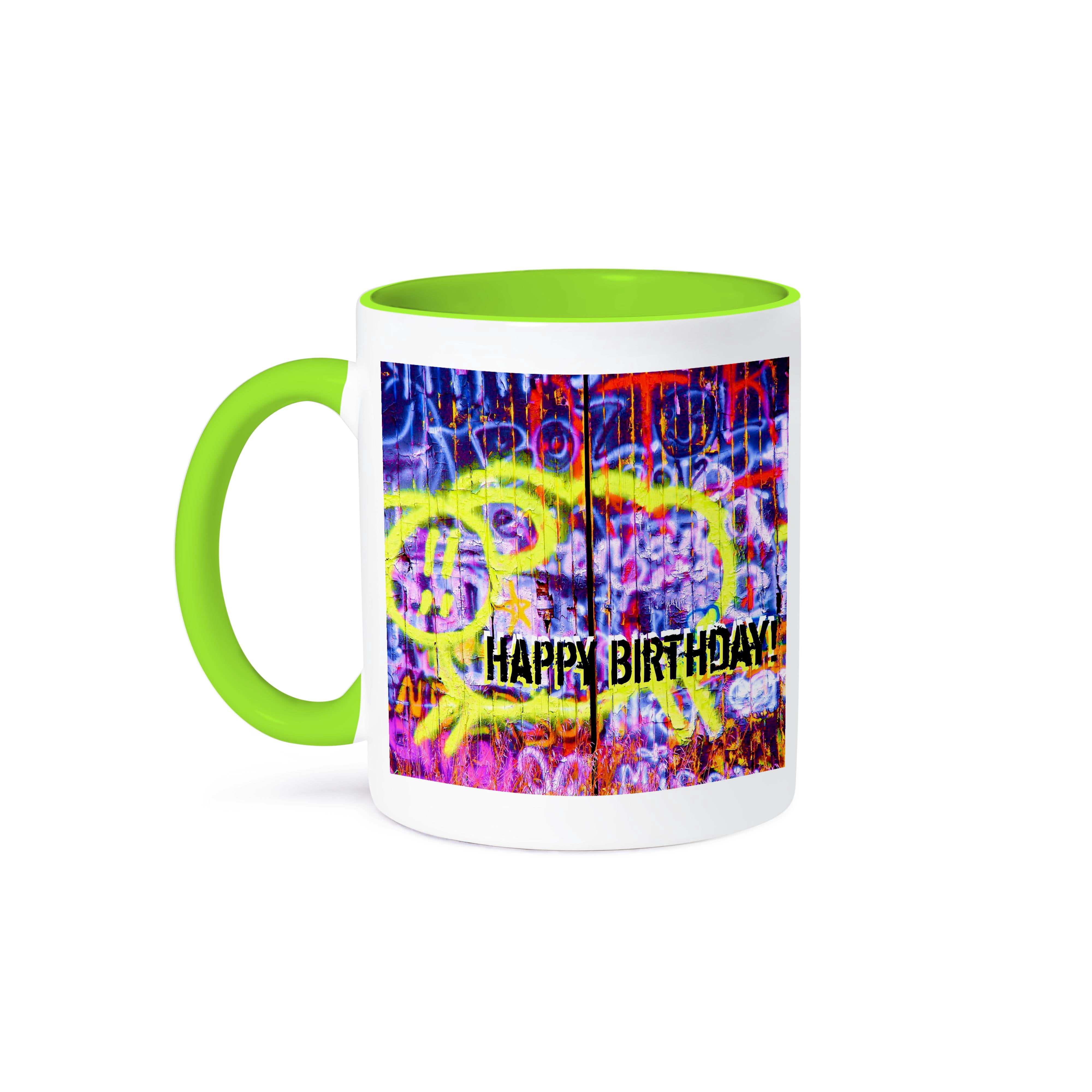 Sheep Graffiti Birthday High Color Saturation , 11oz Two-Tone Green Mug ...