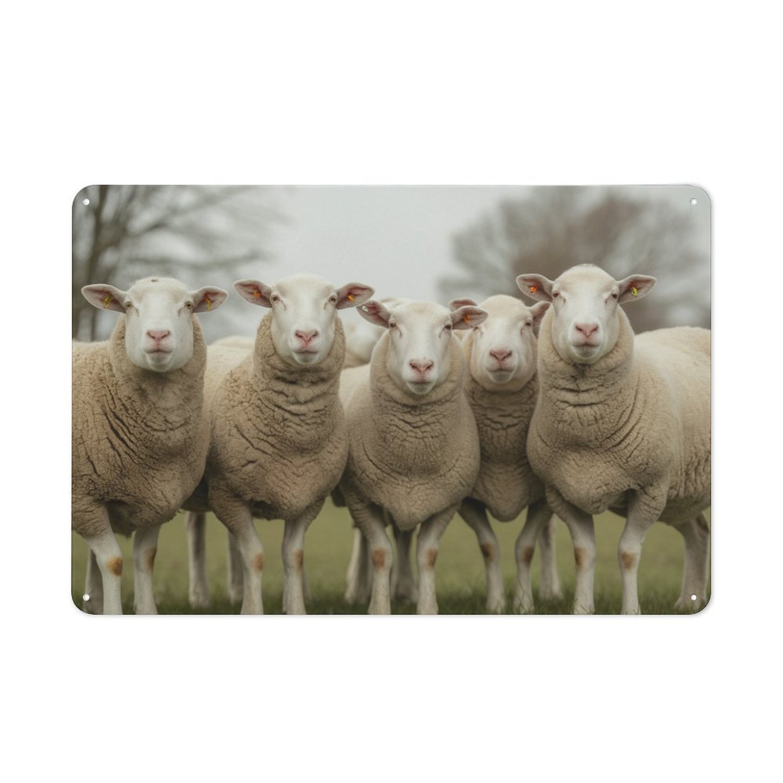 Sheep Group Outdoor Scene 3 Metal Tin Sign - Durable Aluminum Wall Art ...