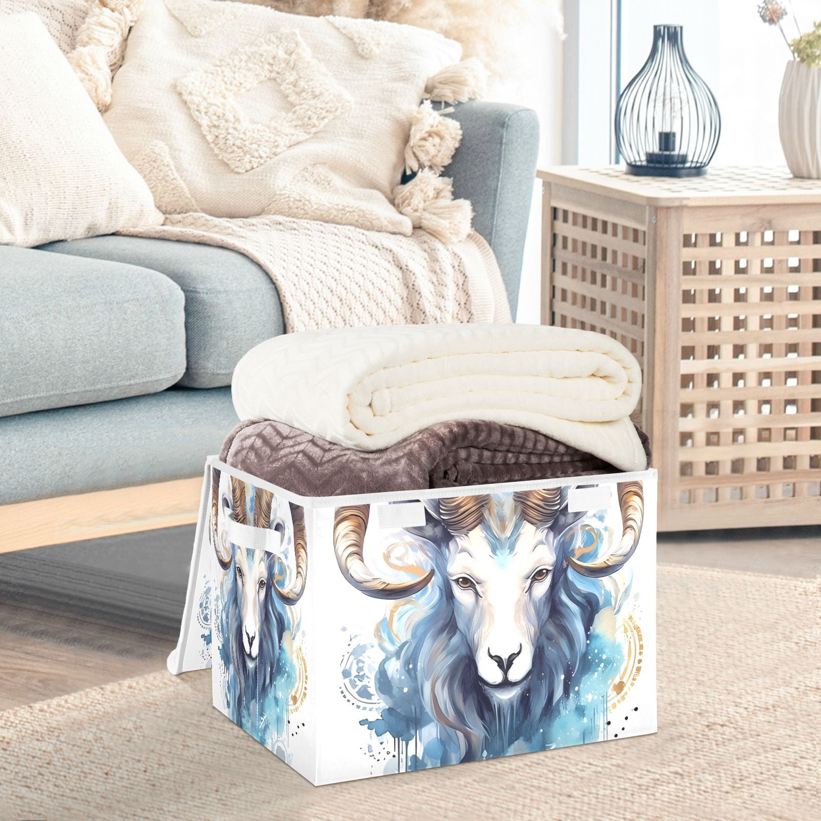 Sheep Head Storage Basket Foldable Laundry Basket Shelf Kids Toy ...