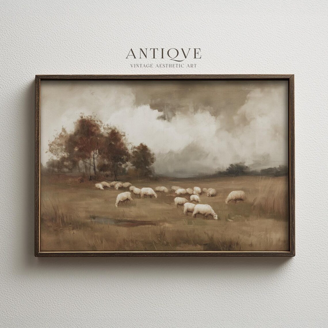Sheep In Field Art, Rustic Farmhouse Landscape Poster, Neutral Country ...
