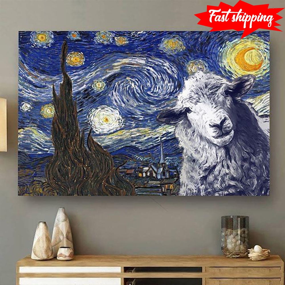Sheep In The Starry Night Vincent Van Gogh 24 x 36 Inch Poster ...