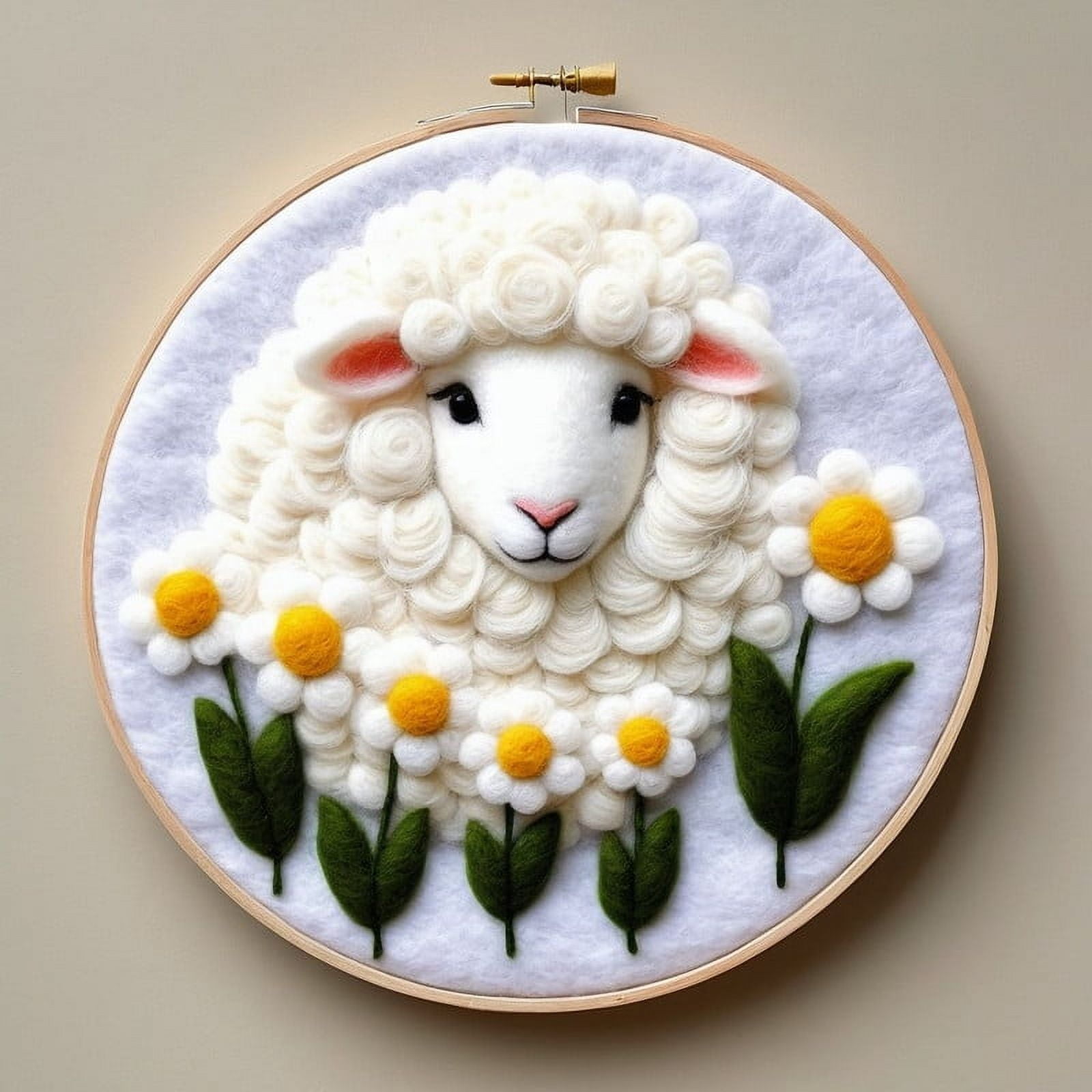 Sheep Needle Felting Set, Beginner Felt Painting Set, With Wool Felt ...