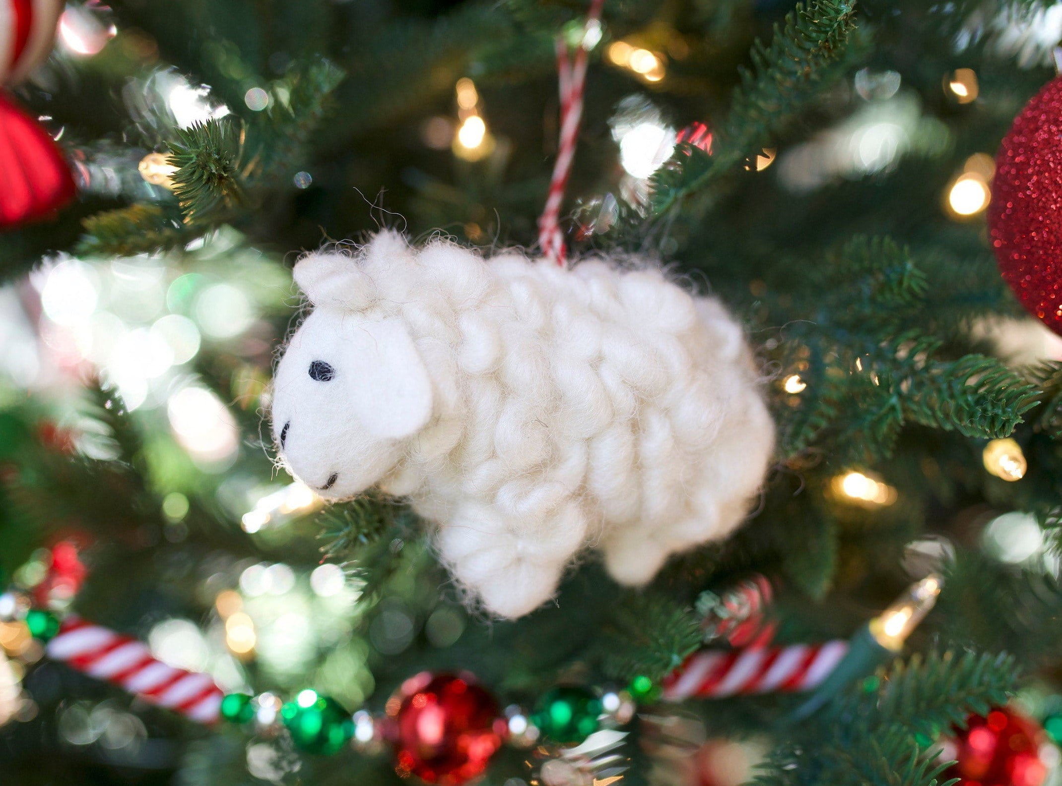 Sheep Ornament - Felt Wool Fair Trade Christmas Ornament Handmade in ...