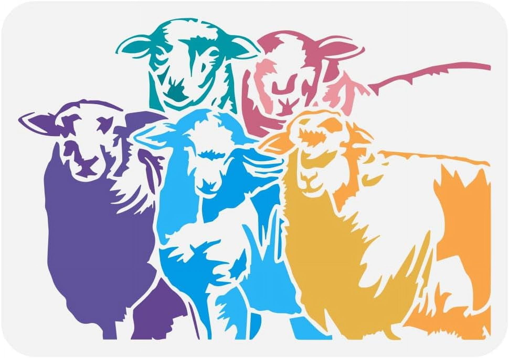 Sheep Painting Large Stencil 8.3x11.7Inch Reusable Flock of Sheep Or ...