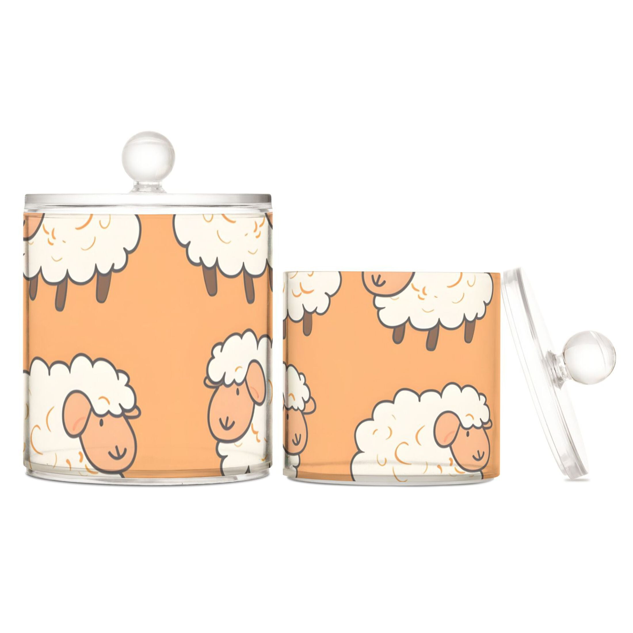 Sheep Pattern Translucent Plastic Cans Storage Canisters with Lid Two ...