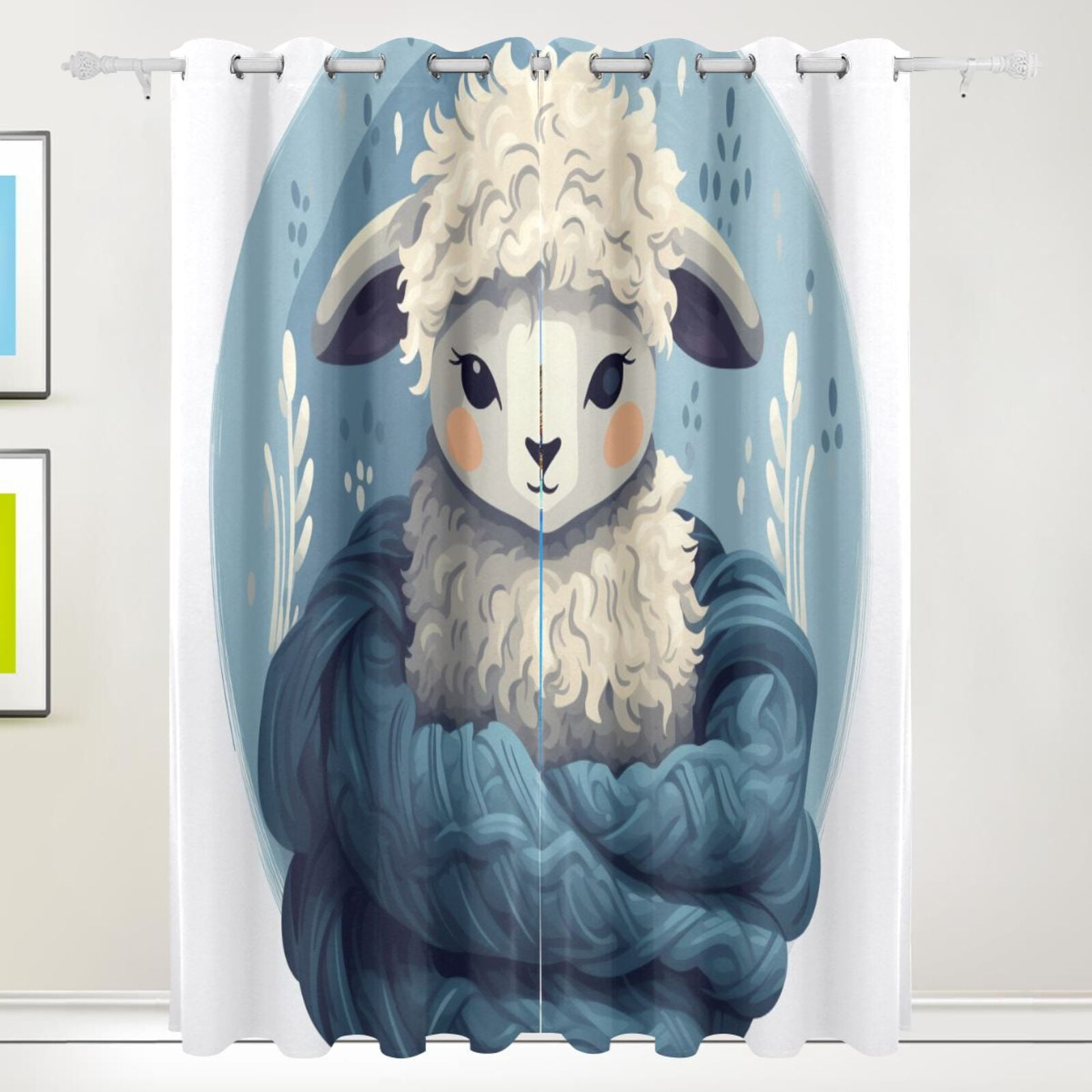 Sheep Scarf Leaves Black Out Curtains 72 Inch Length Curtains for ...