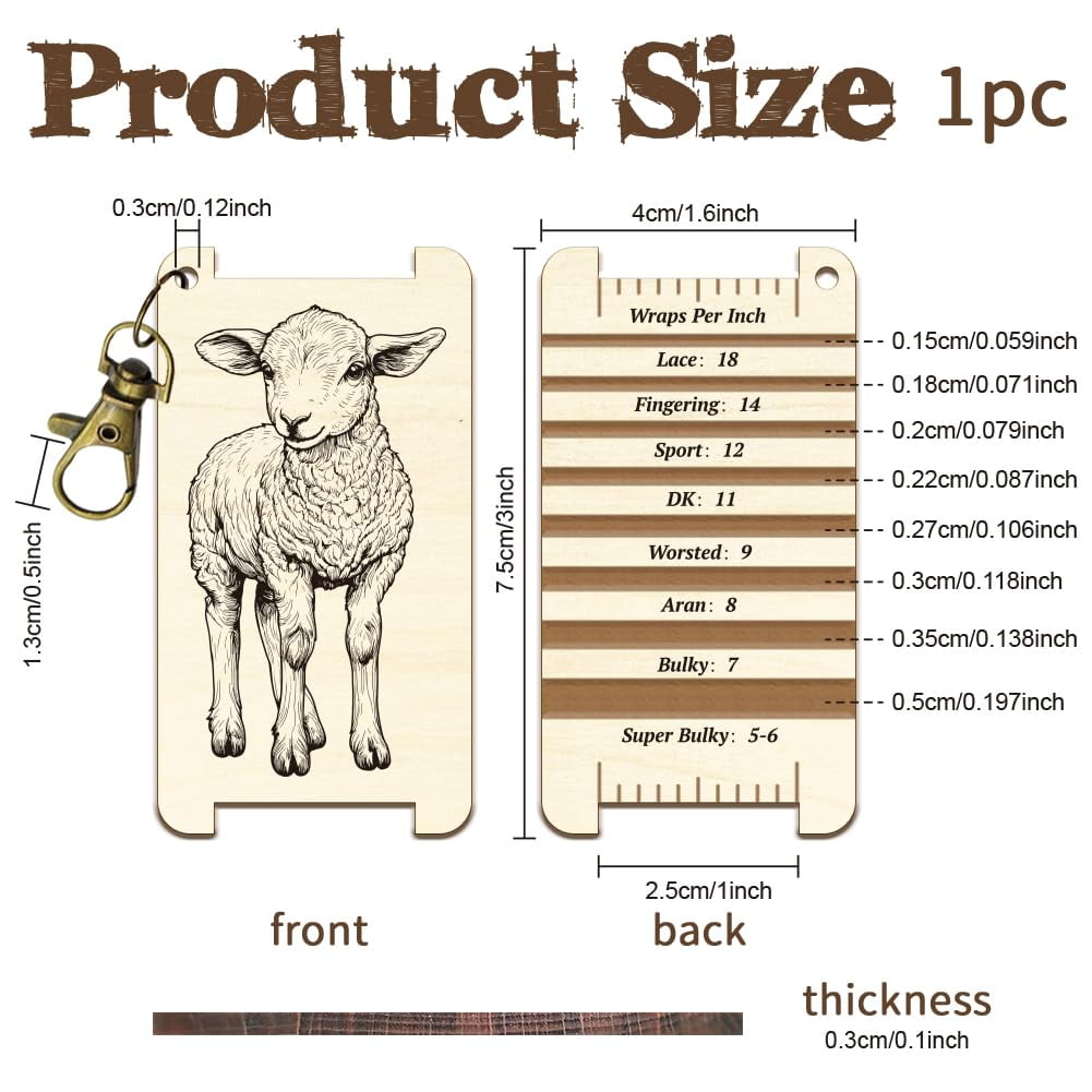 Sheep Spinning Control Tool Decorative Yarn WPI Guide Gauge with Clasp ...