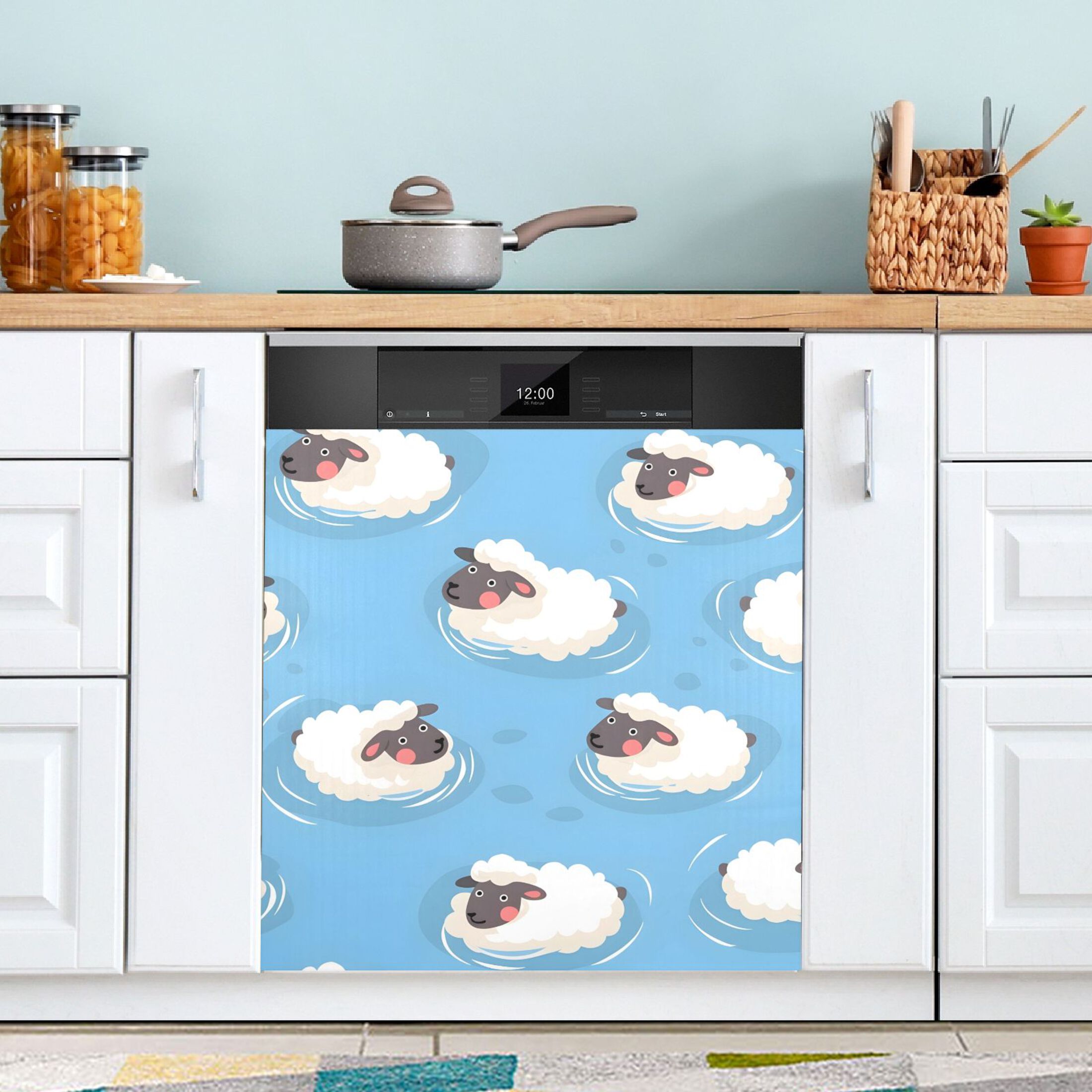 Sheep Swimming Dishwasher Magnet Refrigerator Magnetic Cover Washing ...