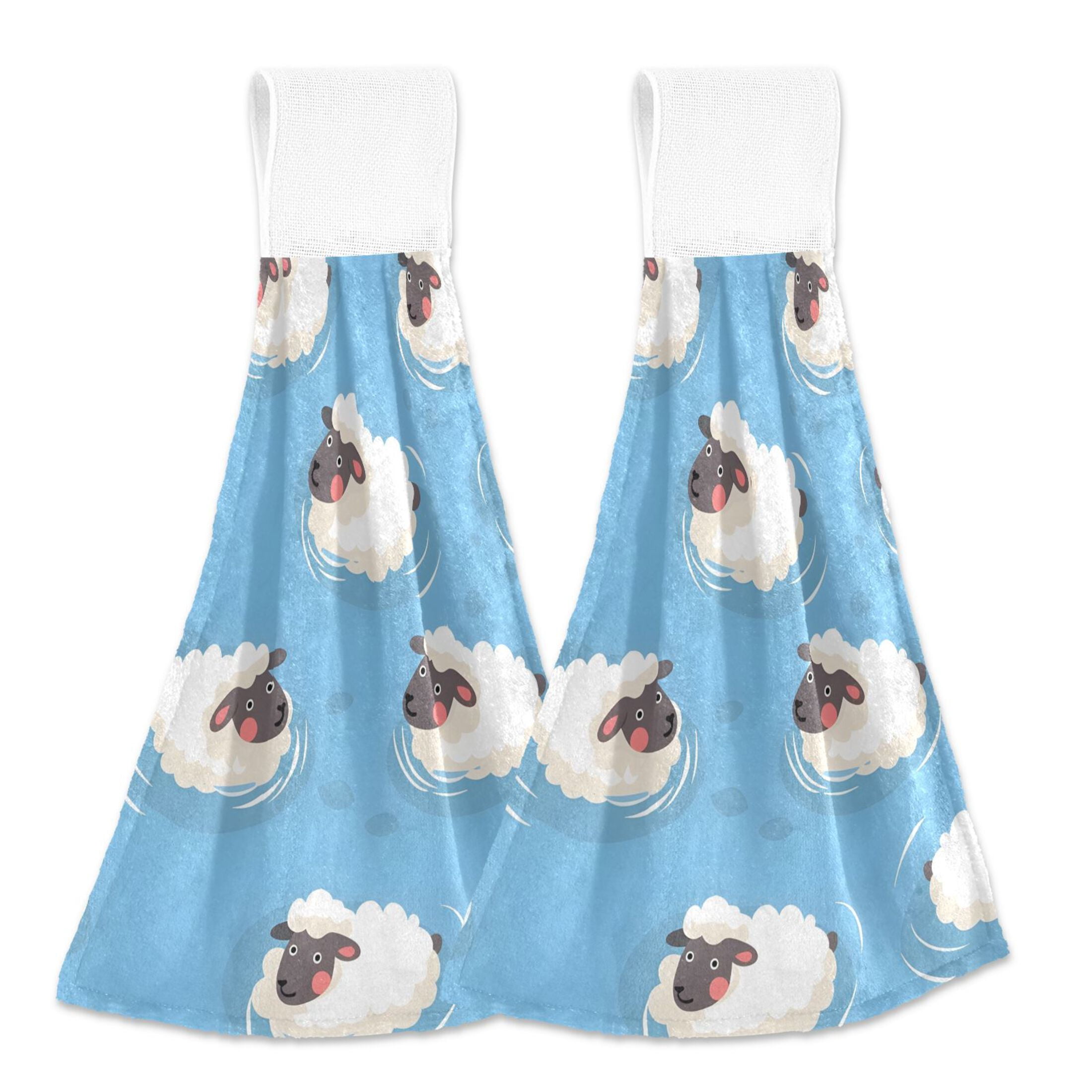 Sheep Swimming Hanging Towels Hand Towels Nylon Fastener Tape Design ...