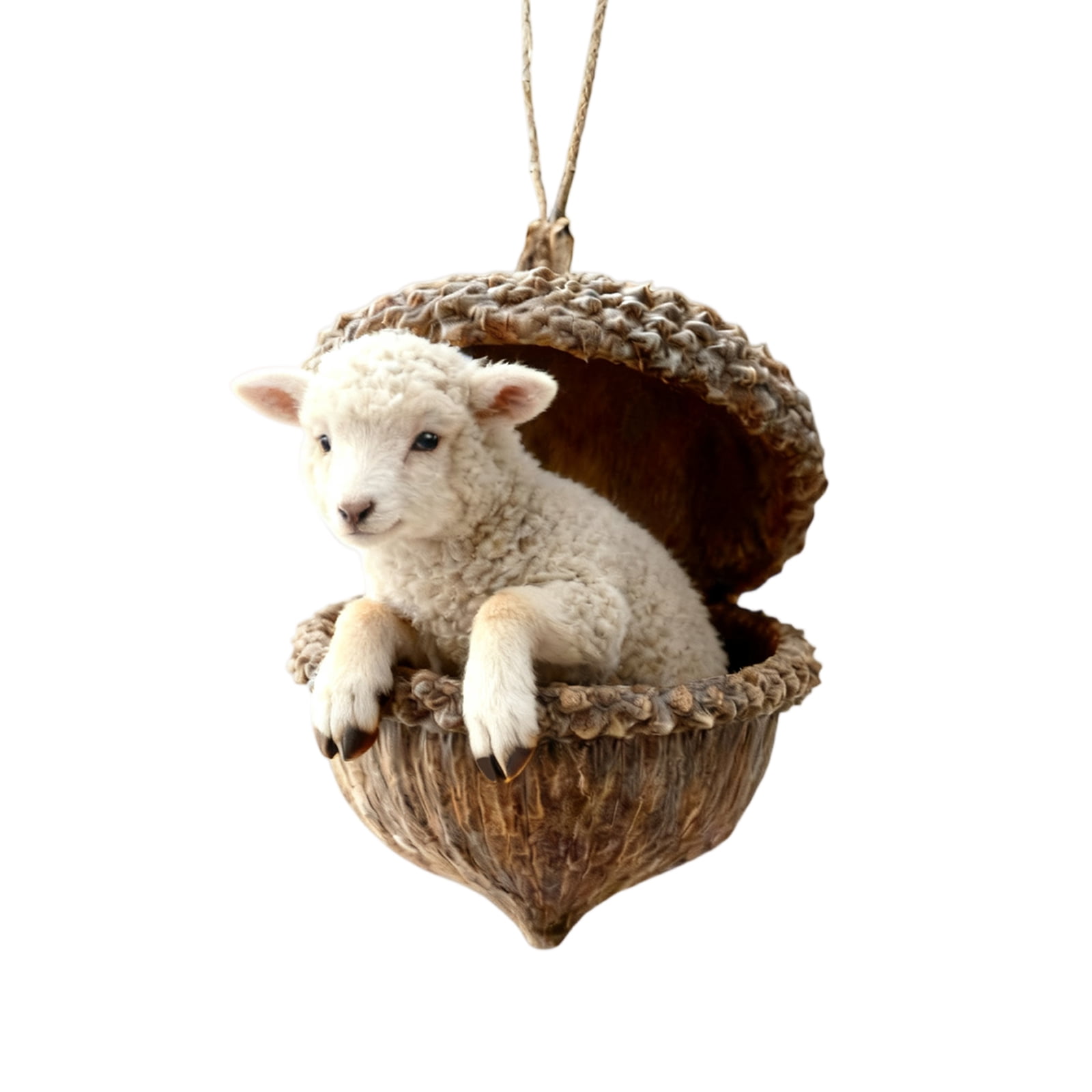 Sheep Themed Flat Acrylic Acorn Ornament - Forest Animal Christmas ...