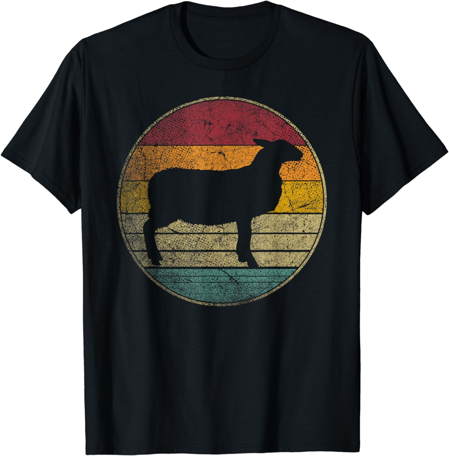 Sheep Vintage Distressed Retro Style Silhouette Farm Farmer T-Shirt ...