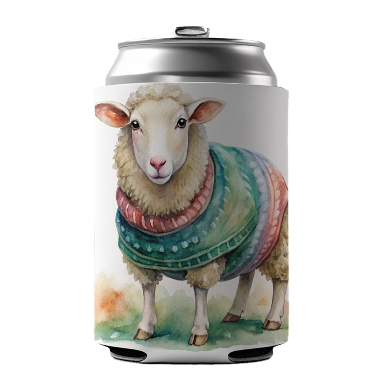 Sheep Wearing A Sweater Watercolor Drink Beer Soda Insulated Sleeve ...