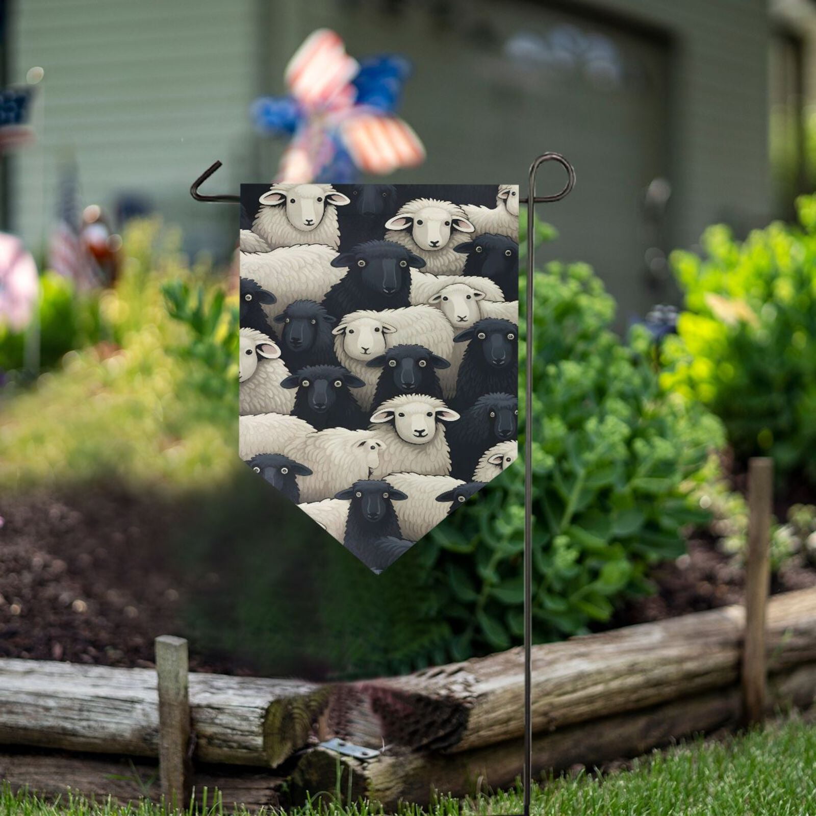 Sheep White Black Garden Flag 18" x 12.5" Double Sided Yard Lawn ...