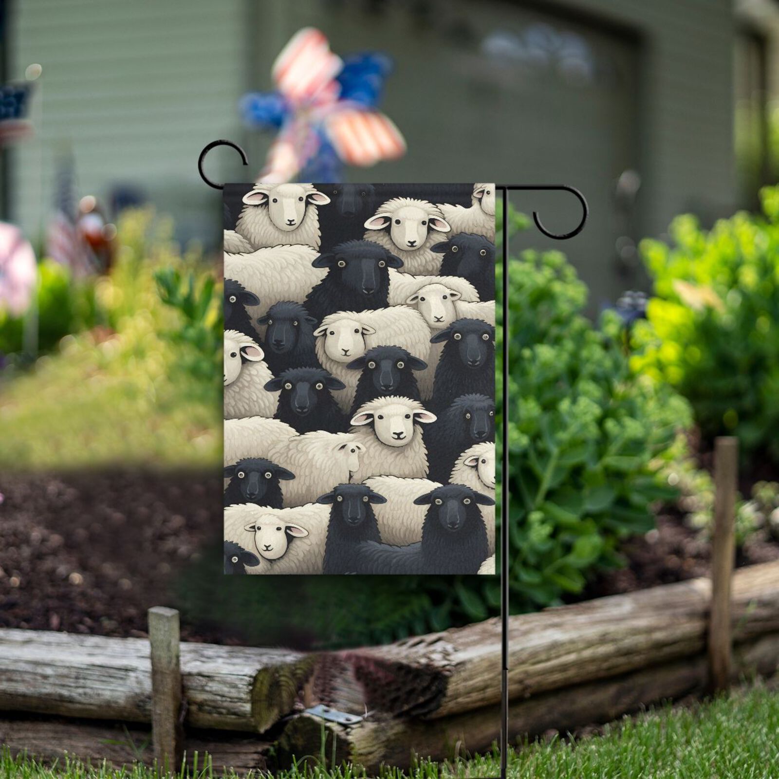 Sheep White Black Garden Flag Double Sided Outdoor Banners for ...