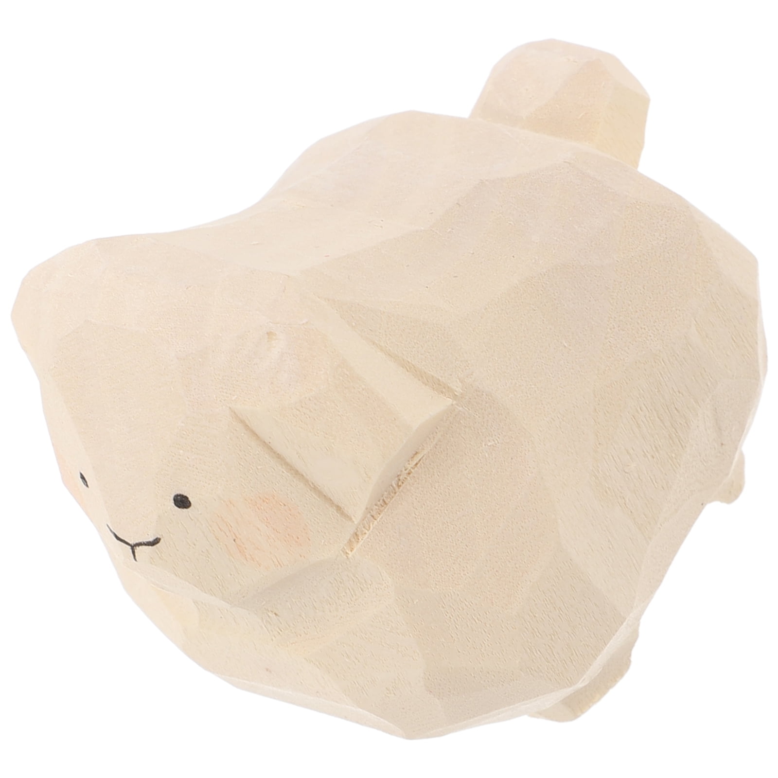 Sheep Wood Figurine Dollhouse Farm Animal Statue Miniature Bonsai ...