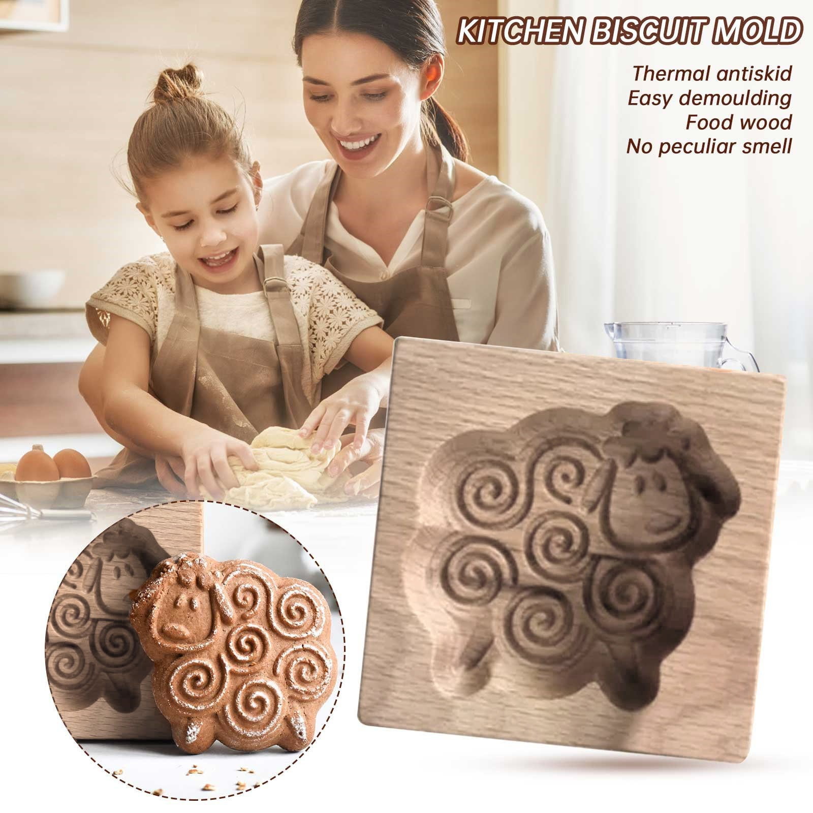 Sheep Wooden Animal Cookie Molds Press Type Cutter Design Wood Biscuit ...