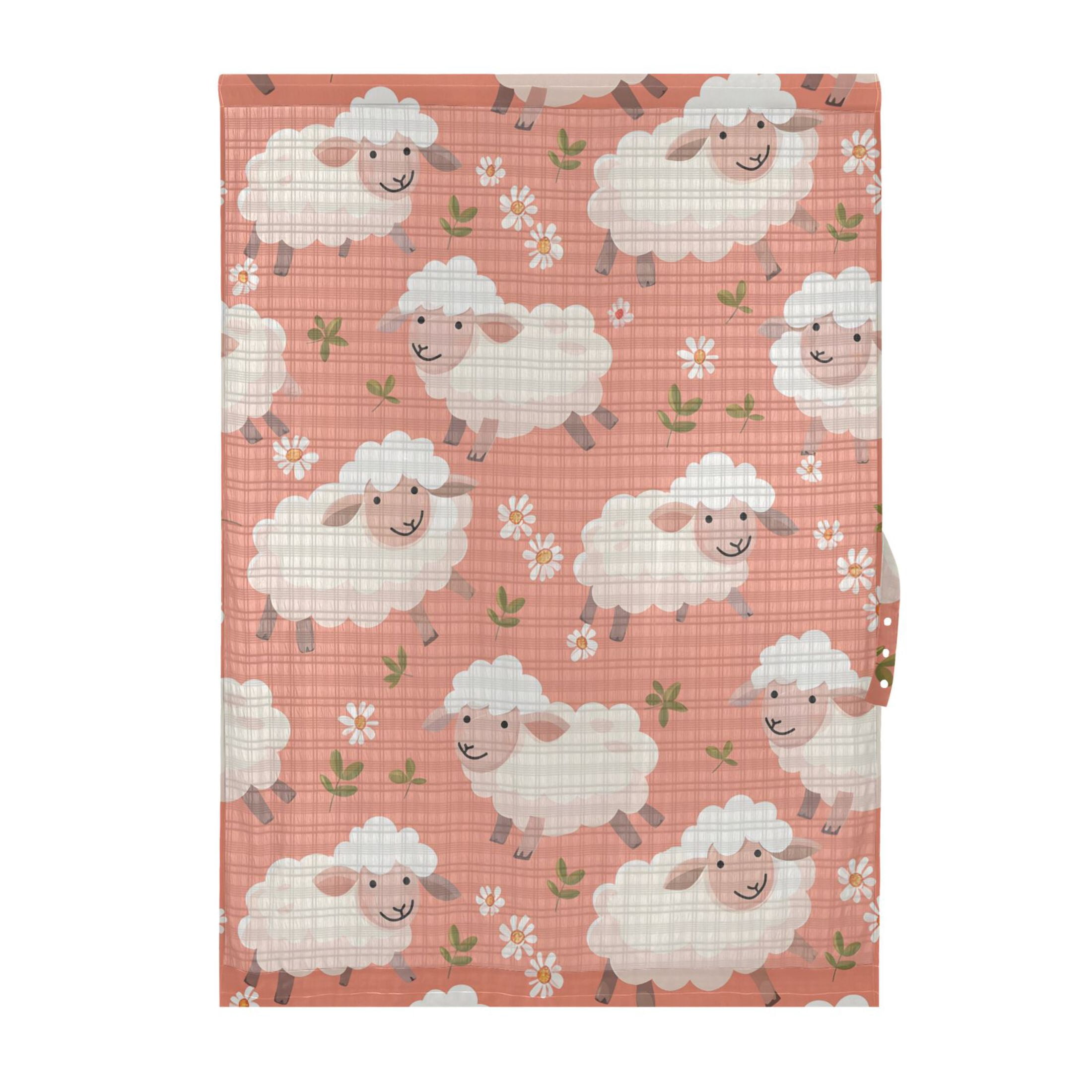 Sheep and Flower Door Curtain Sheer Privacy Light Filtering Window ...