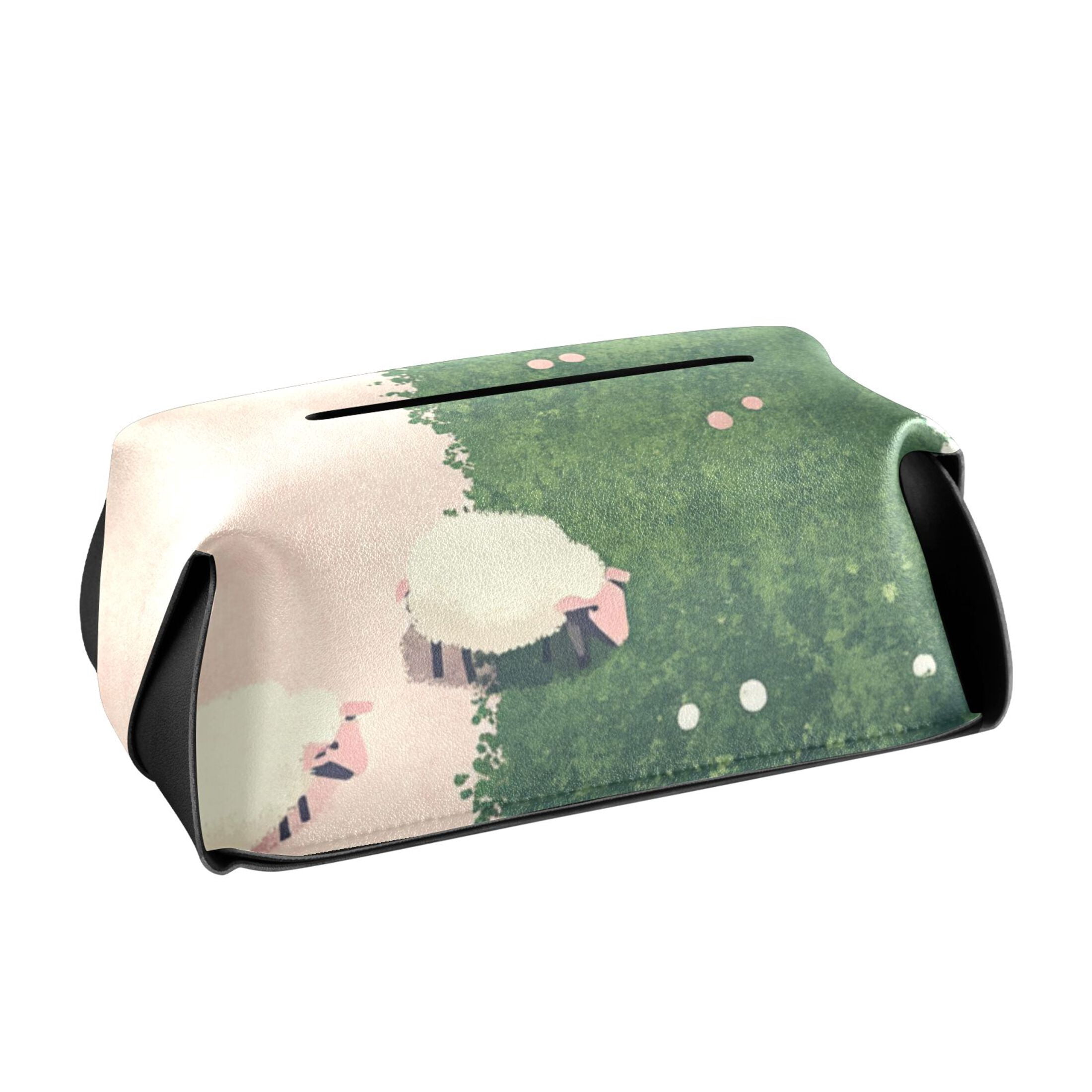 Sheep on The Grass Tissue Box Cover Leather Square Rectangle Tissue Box ...