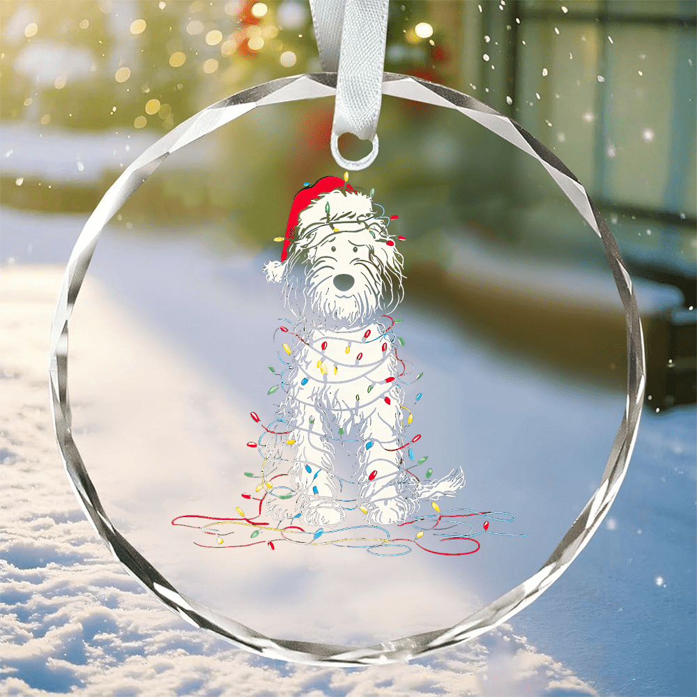 Sheepadoodle Dog Lights Lover Ornament Home Decoration, Crystal Glass ...