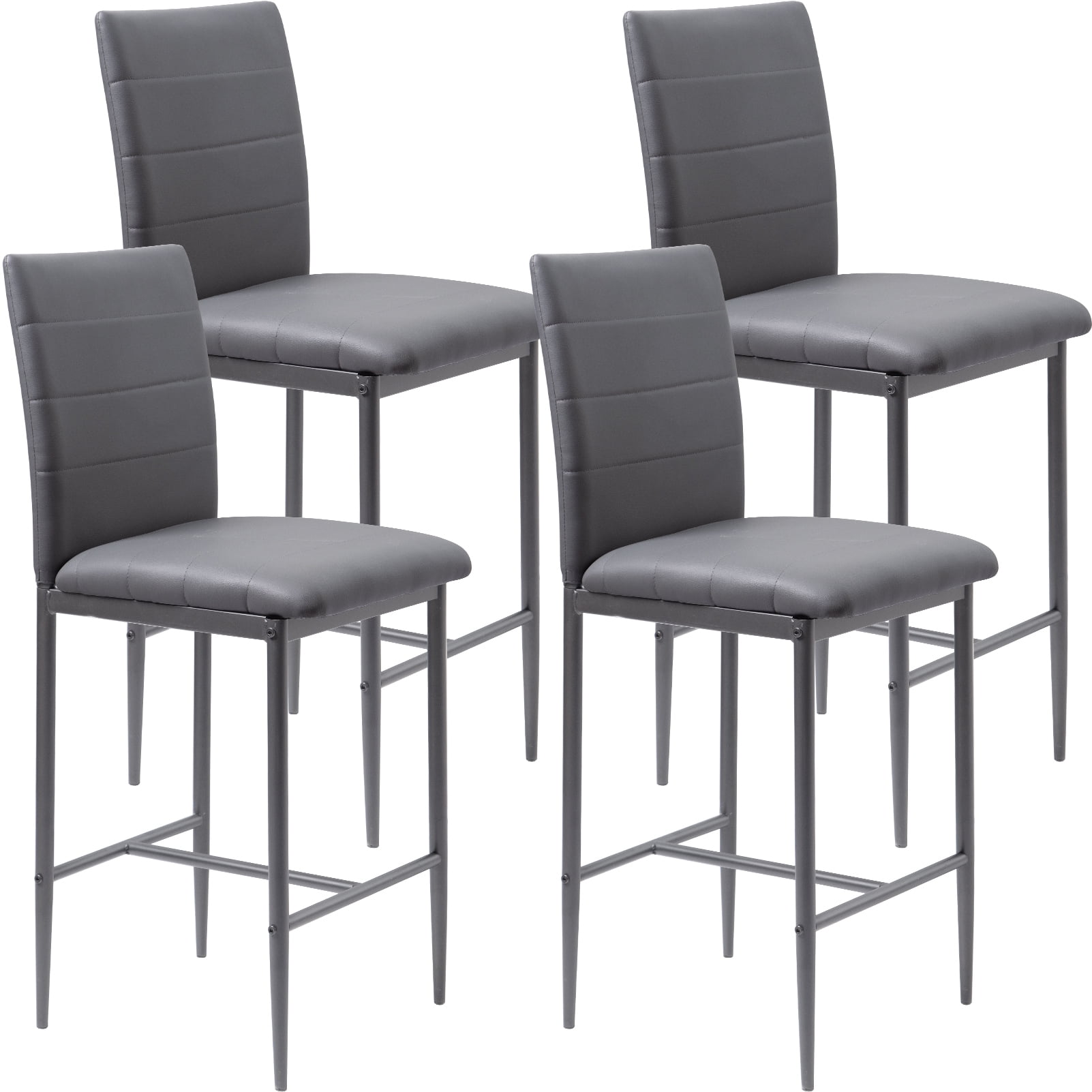 Sheepping Set Of 4 Counter Height Stools Modern Pu Leather Barstools