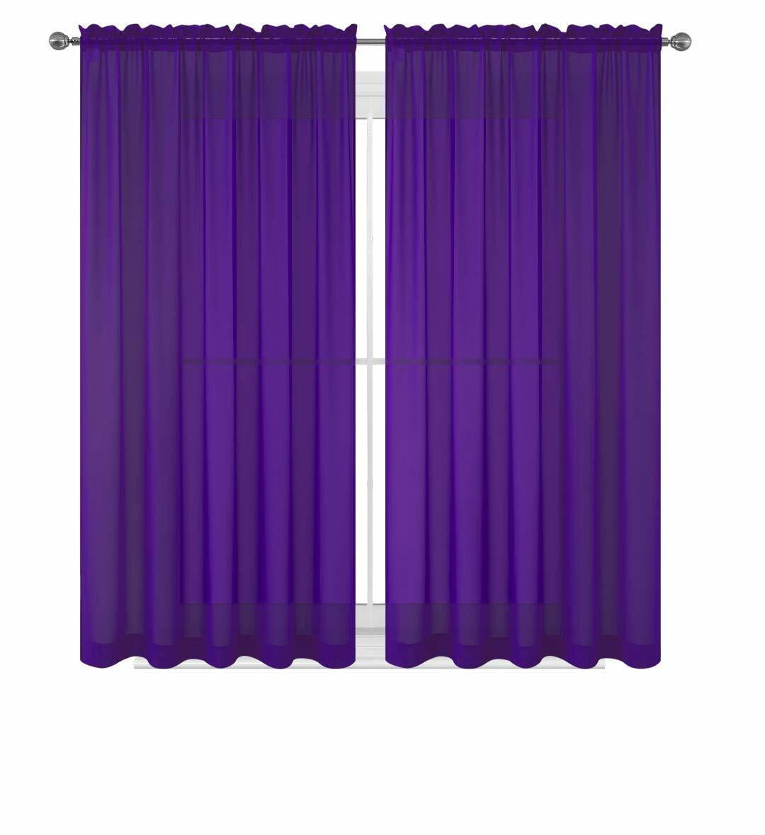 Sheer 2Pc Window Treatments Curtain Panels 84" Inch Long Polyester (10 ...