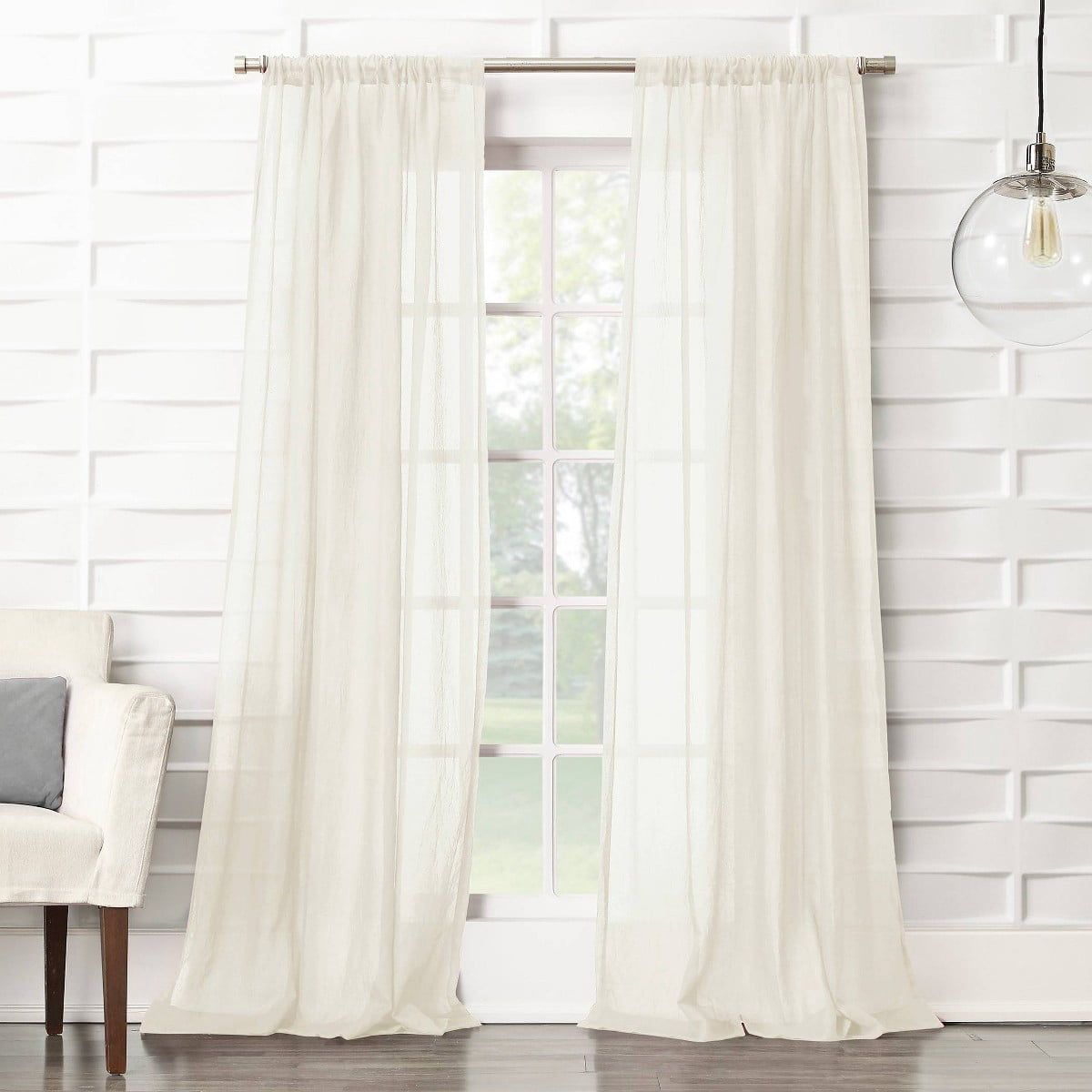Sheer Avril Crushed Texture Rod Pocket Curtain Panel : Light Filtering ...