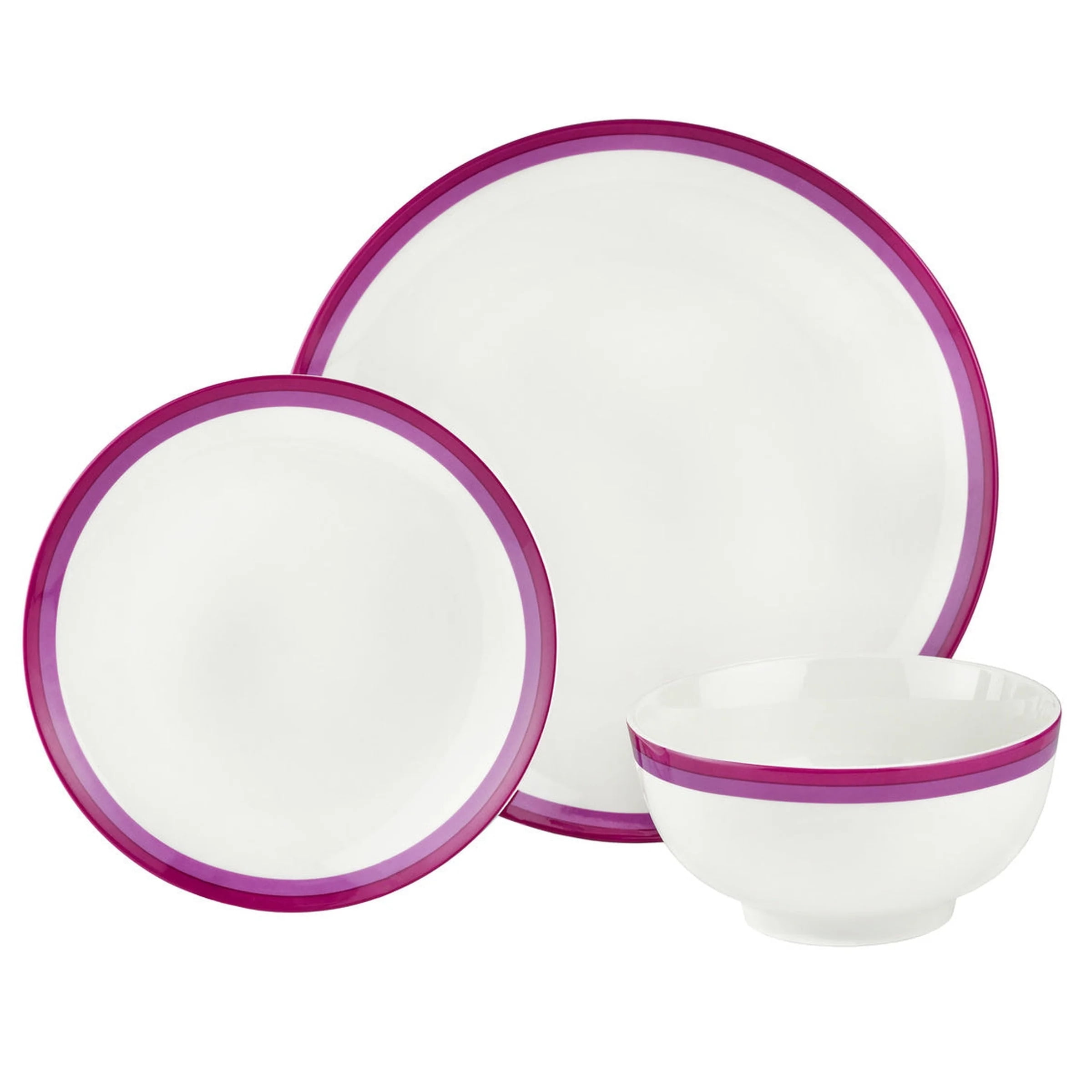 Sheer Burgundy Porcelain 12 Piece Dinnerware Set, Service for 4 ...