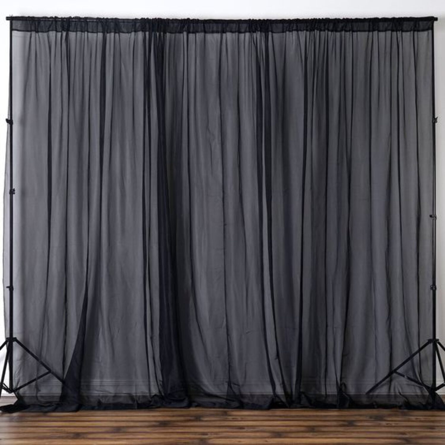 Sheer Chiffon Curtain Panel 58 Inch Wide Window Treatment Black ...