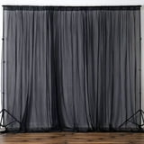 Sheer Chiffon Curtain Panel 58 Inch Wide Window Treatment Black ...
