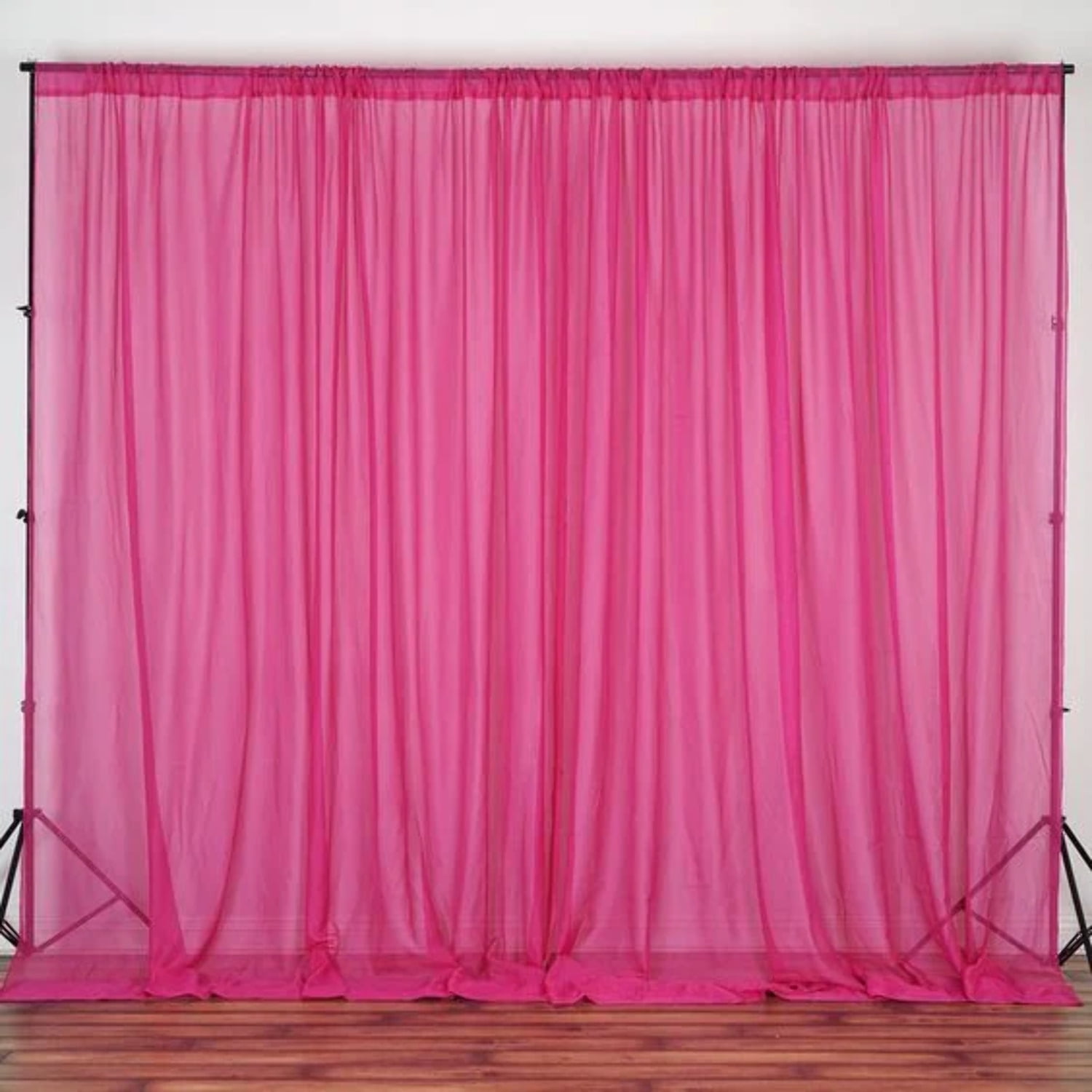 Sheer Chiffon Curtain Panel 58 Inch Wide Window Treatment Fuchsia ...