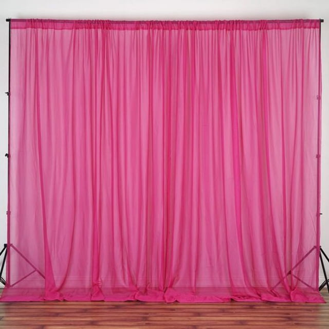 Sheer Chiffon Curtain Panel 58 Inch Wide Window Treatment Fuchsia ...